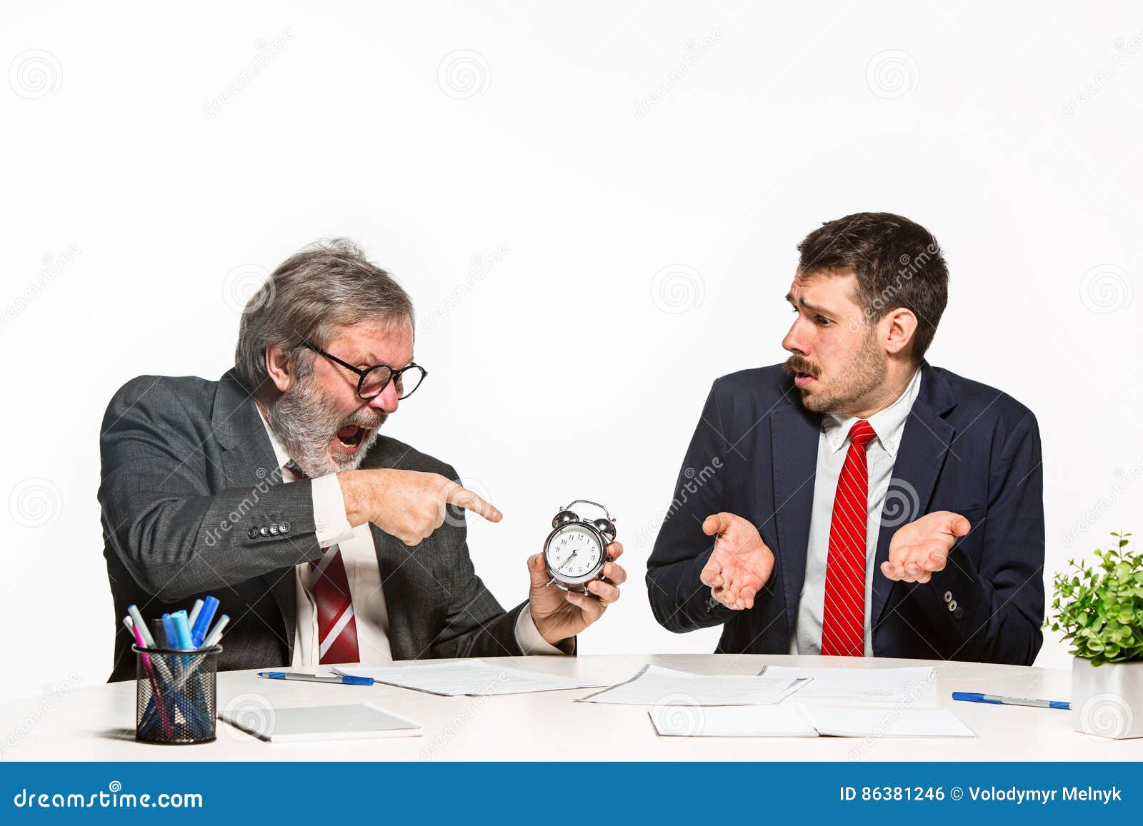The Two Colleagues Working Together at Office on White Background ...