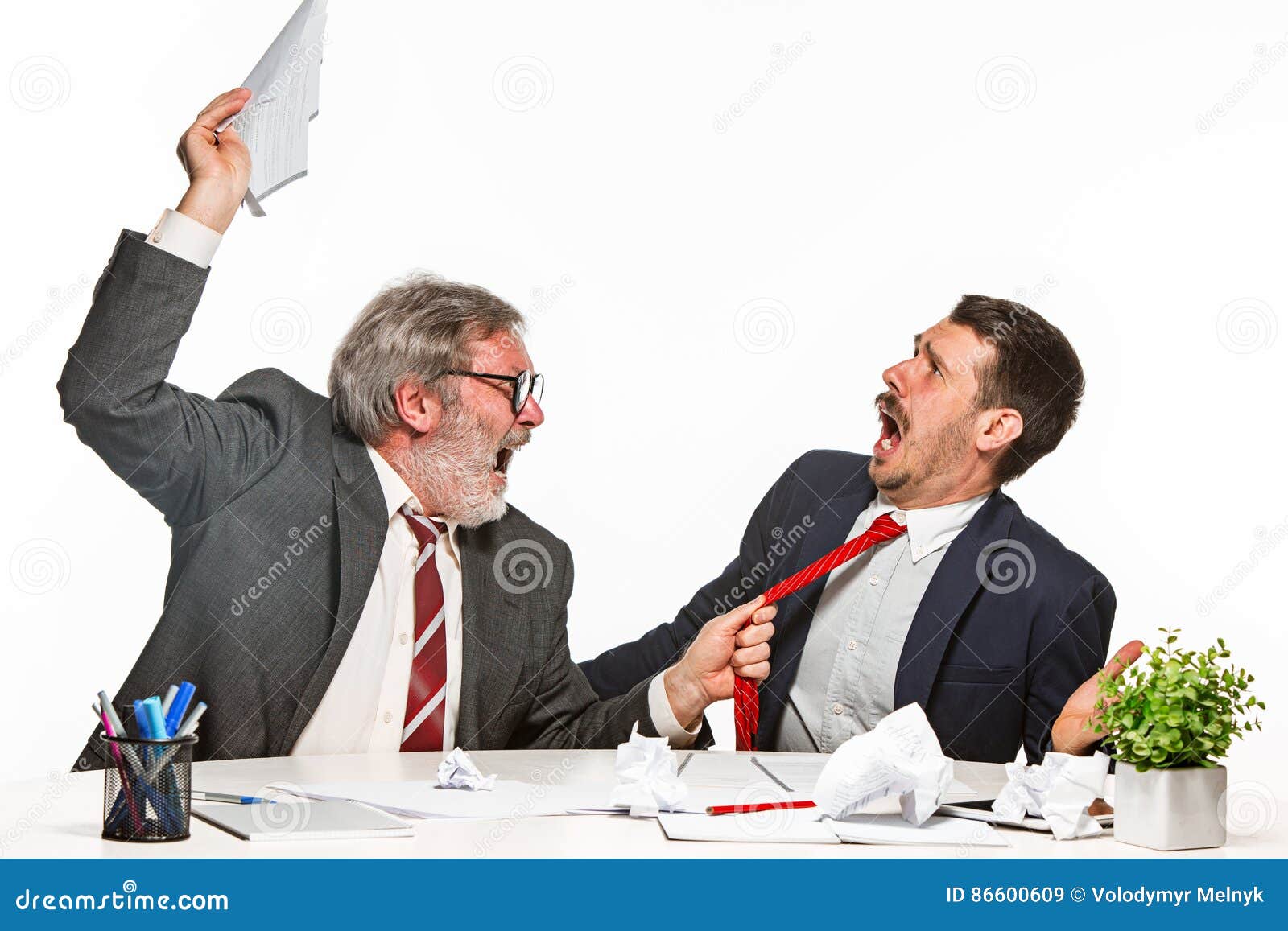 The Two Colleagues Working Together at Office on White Background ...