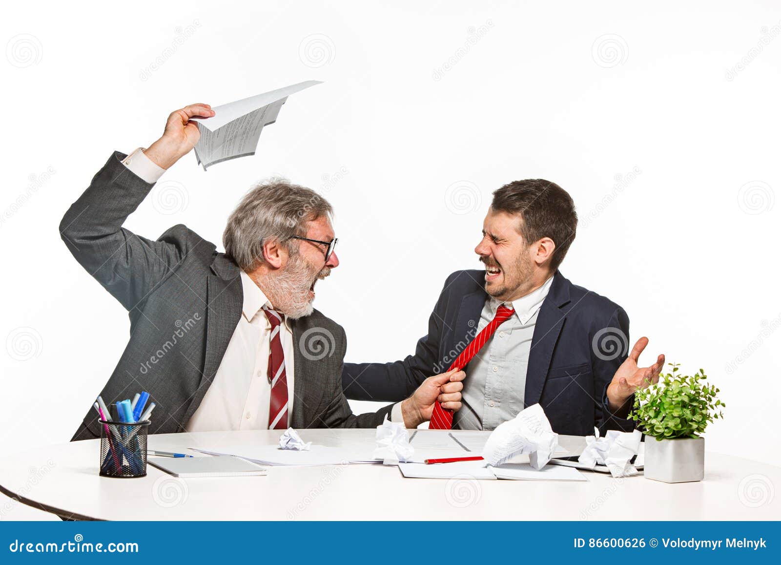 The Two Colleagues Working Together at Office on White Background ...