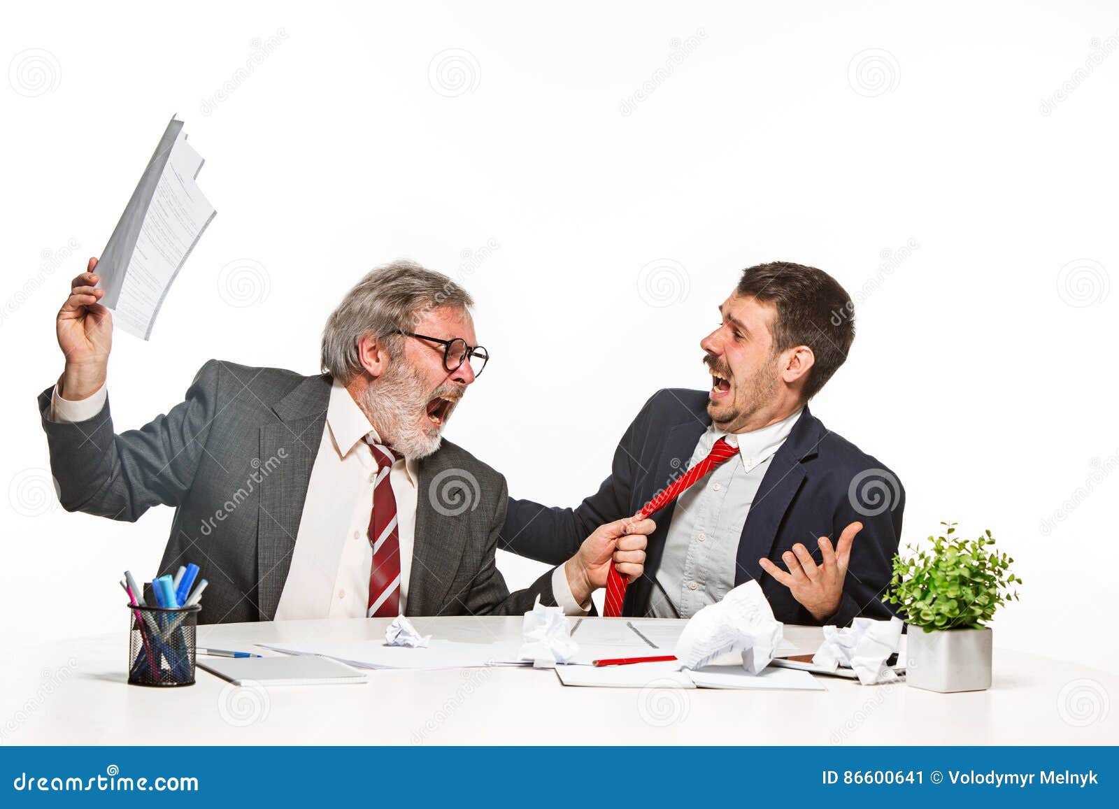 The Two Colleagues Working Together at Office on White Background ...