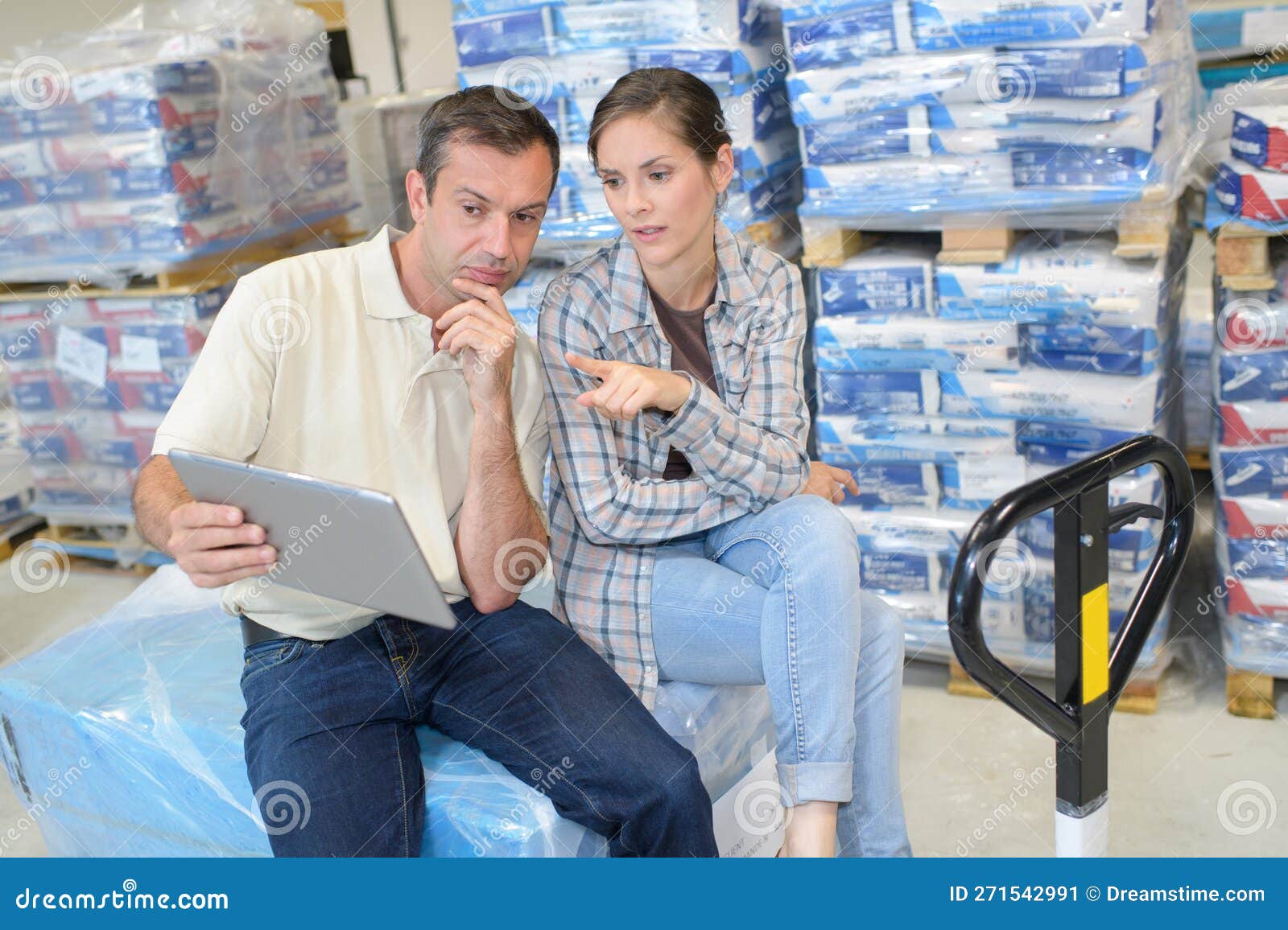 Two Colleagues Working in Warehouse Stock Image - Image of work ...