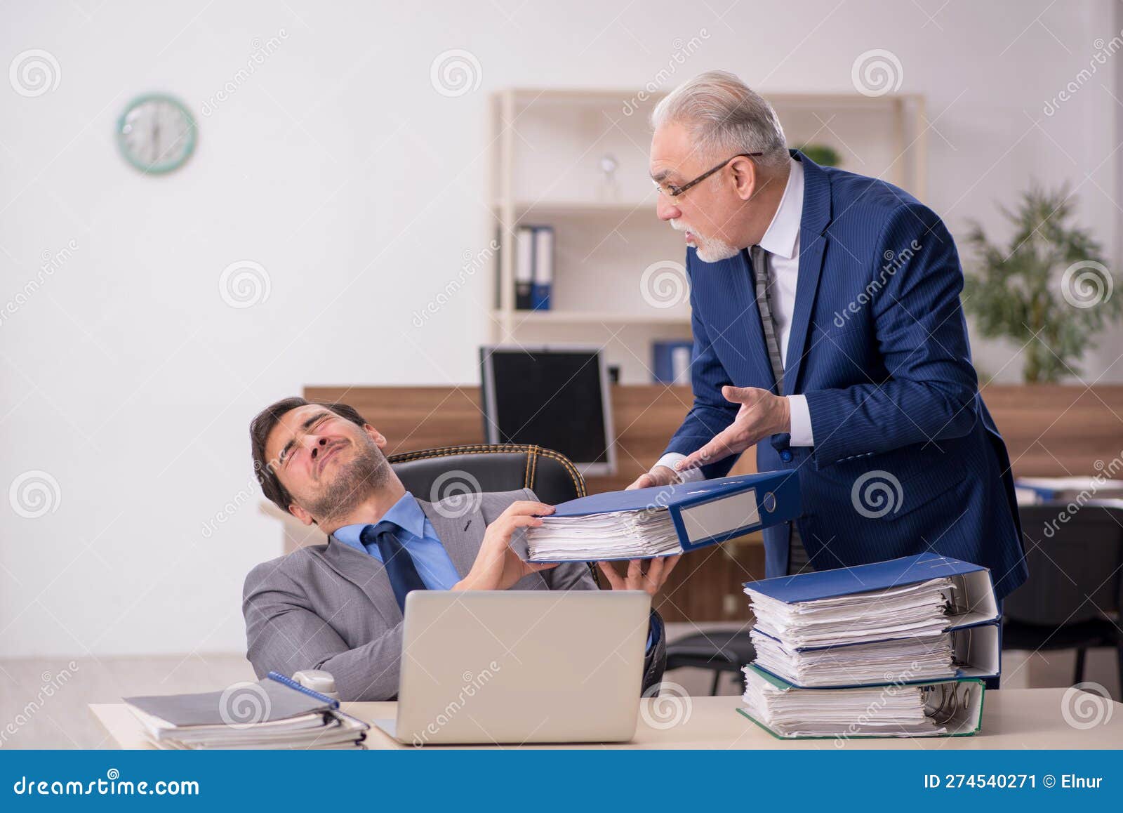 Two Male Colleagues Working in the Office Stock Image - Image of heavy ...