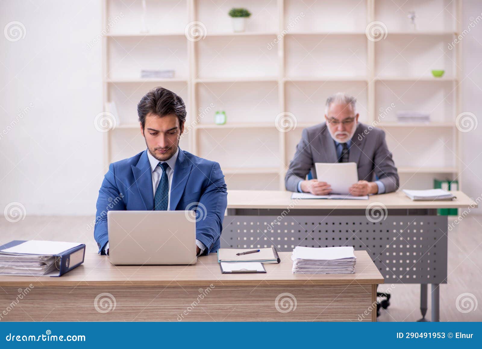 Two Male Colleagues Working in the Office Stock Image - Image of ...