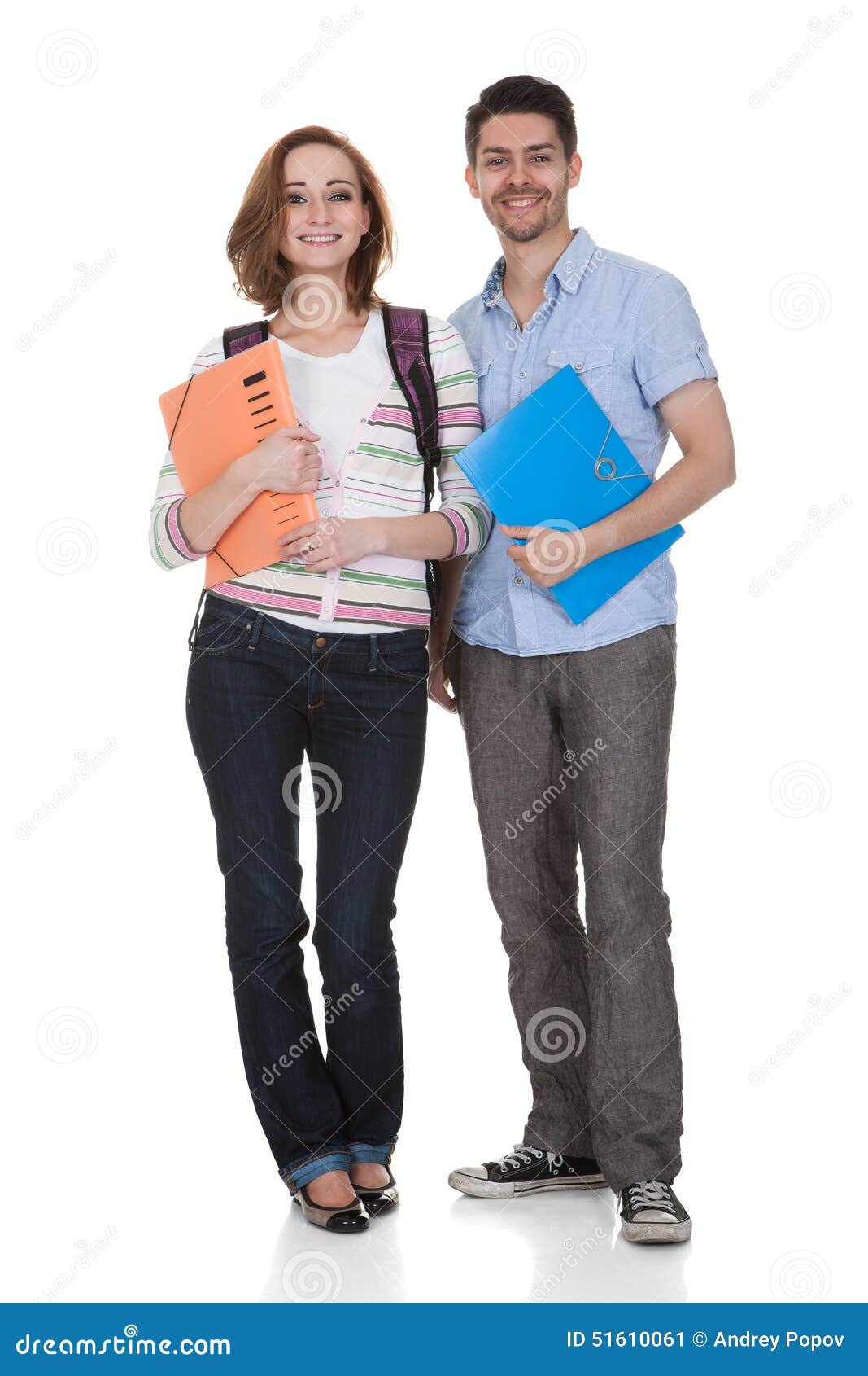 Two College Student Holding Folder Stock Image - Image of boyfriend ...