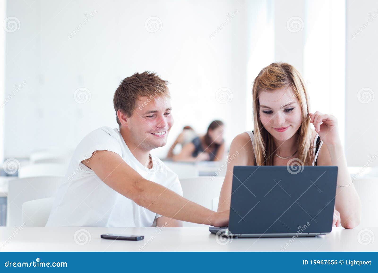 Two College Students Having Fun Studying Together Stock Photo - Image ...