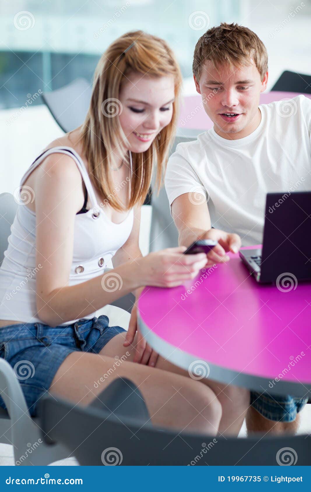 Two College Students Having Fun Studying Together Stock Image - Image ...