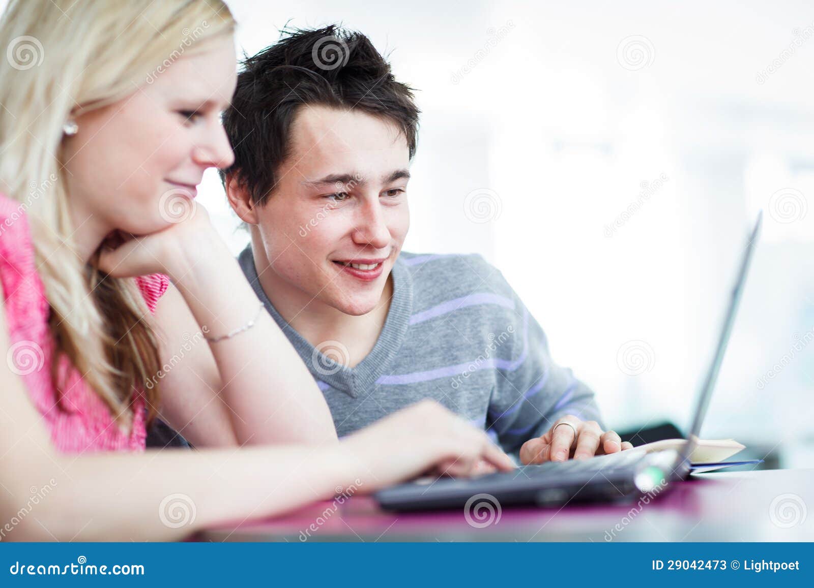 Two College Students Having Fun Studying Together Stock Image - Image ...