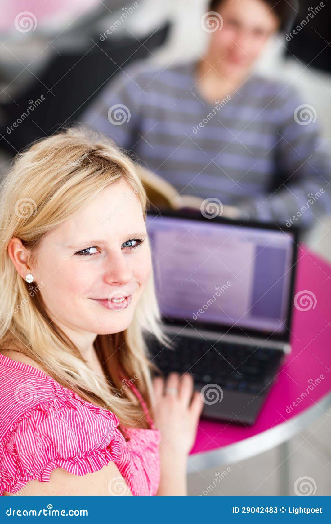 Two College Students Having Fun Studying Together Stock Image - Image ...