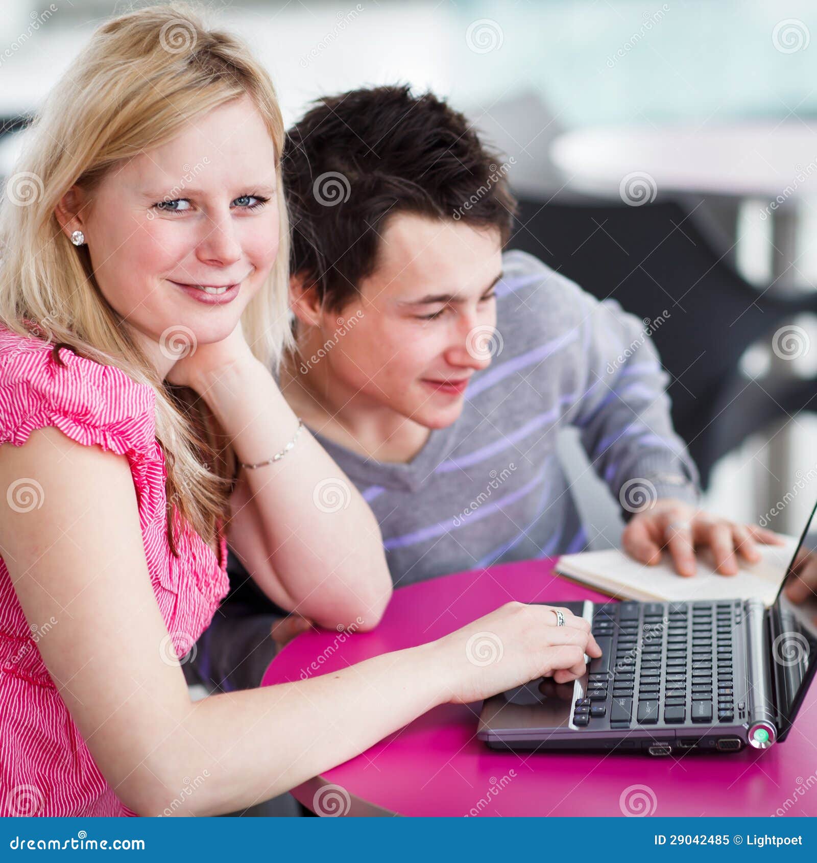 Two College Students Having Fun Studying Together Stock Image - Image ...