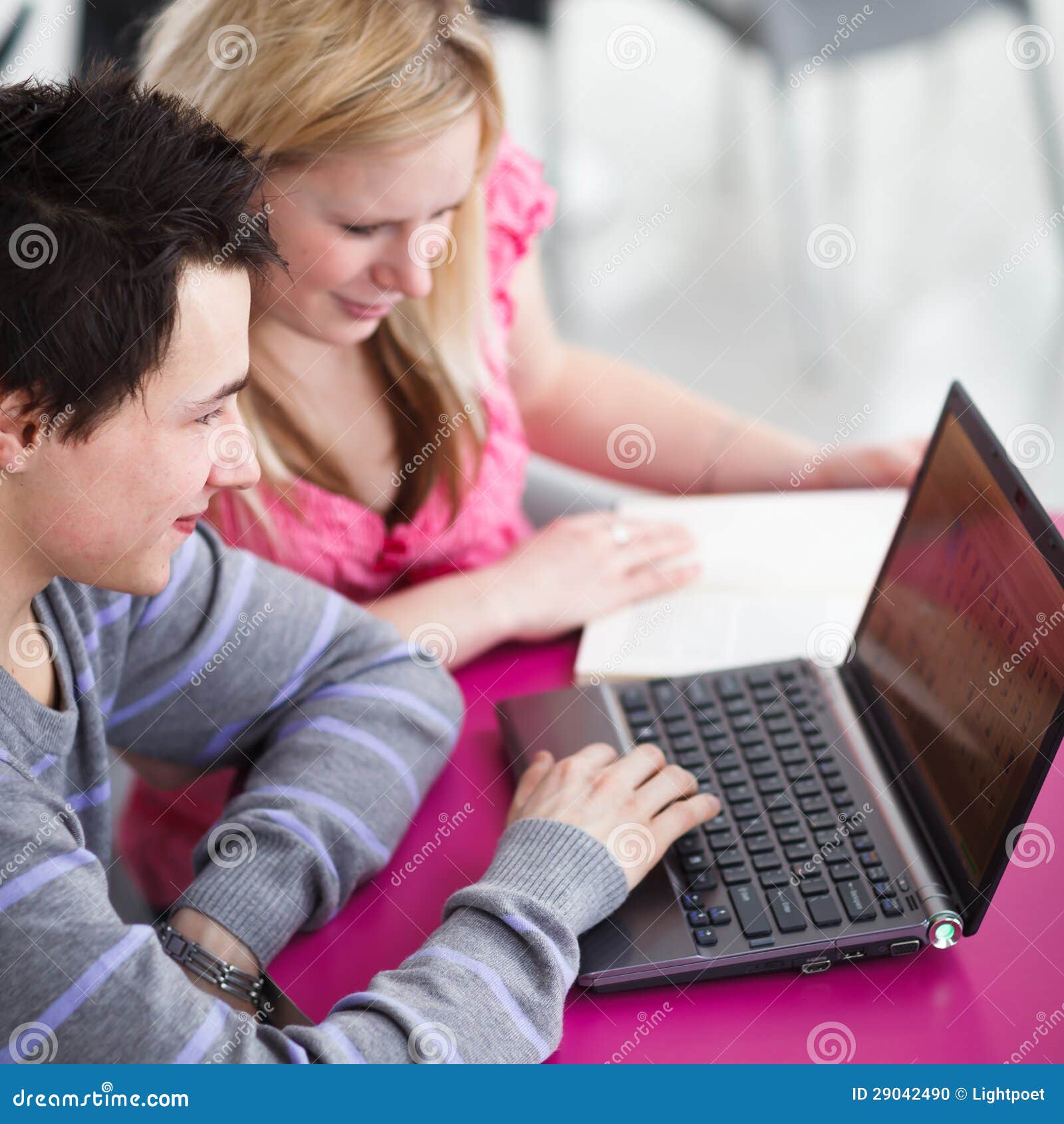 Two College Students Having Fun Studying Together Stock Photo - Image ...