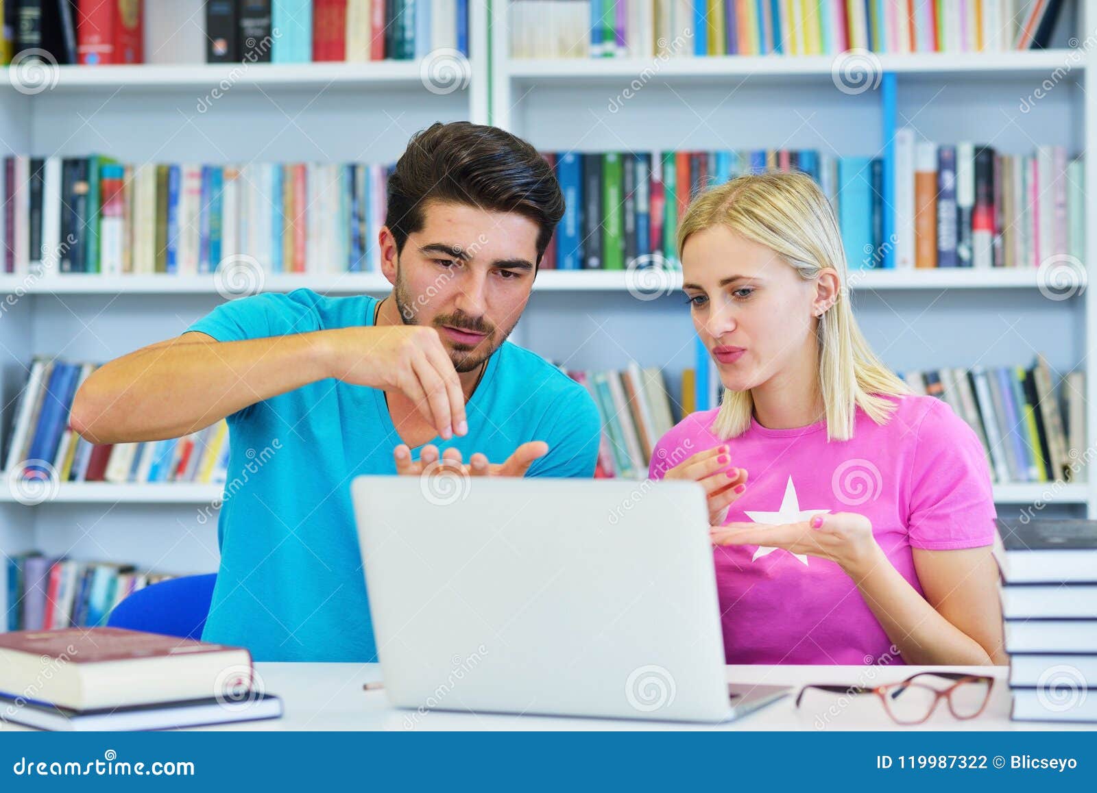 Two College Students in Library Stock Photo - Image of girl, business ...