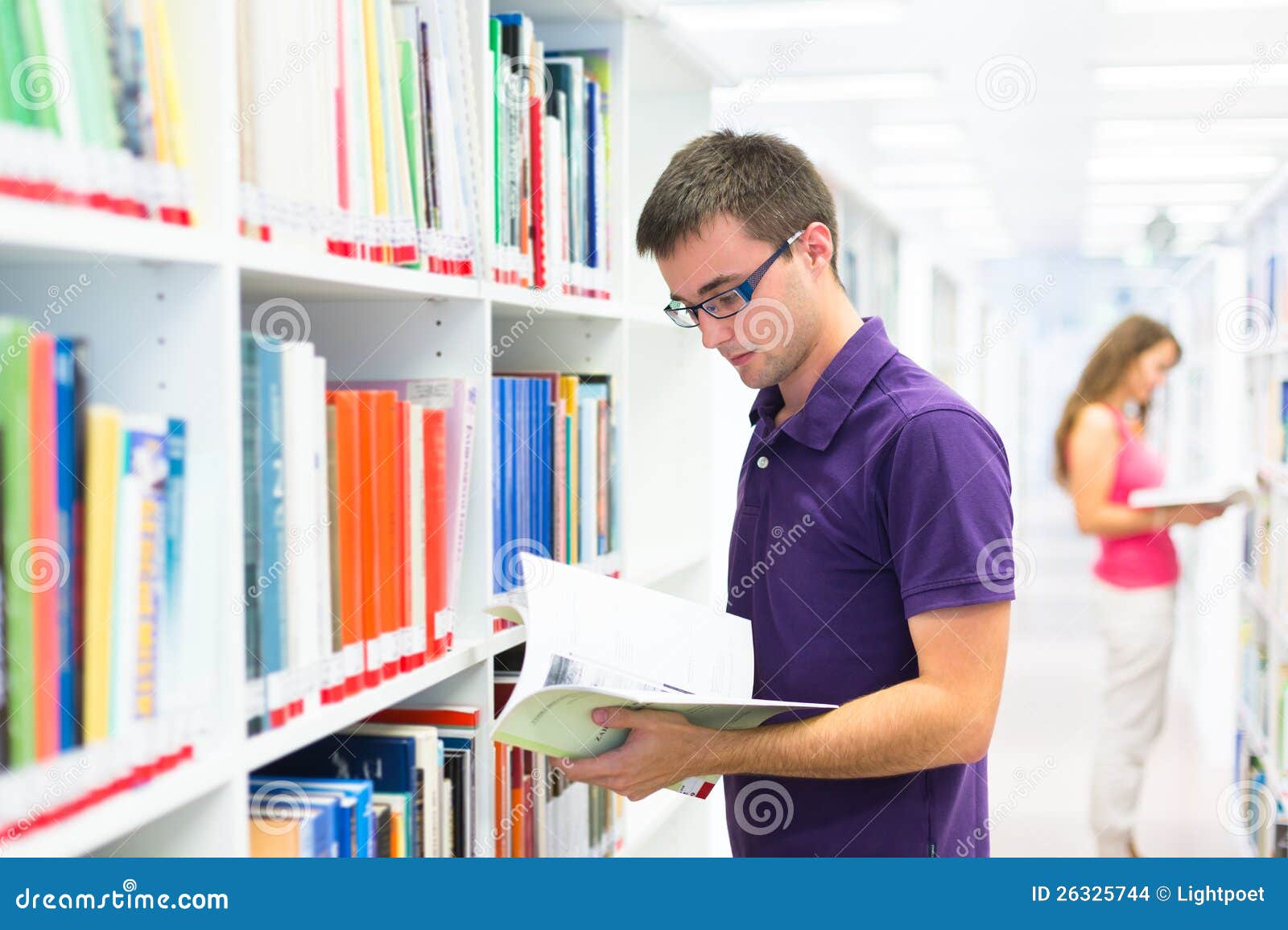 Two College Students in Library Stock Photo - Image of read, campus ...