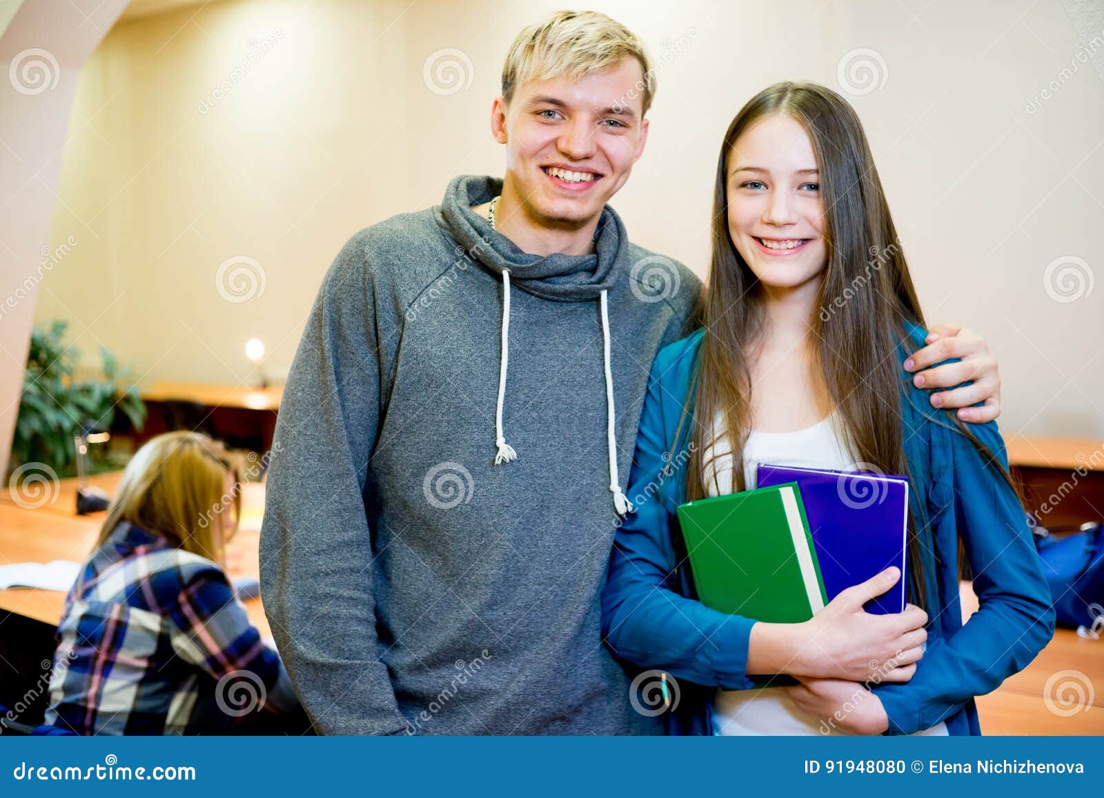 Two college students stock photo. Image of teenager, school - 91948080