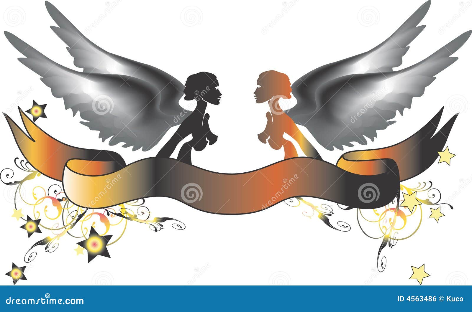 Two color angels stock vector. Illustration of curly, headed - 4563486