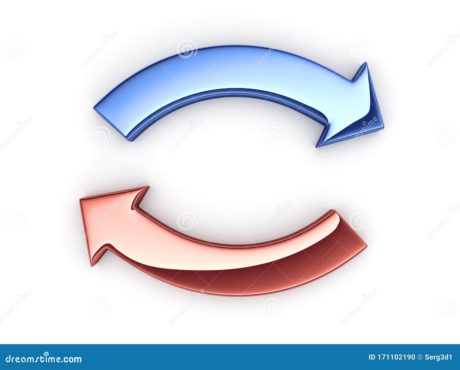 Two Color Arrows Isolated on White Background. 3D Render. Stock ...