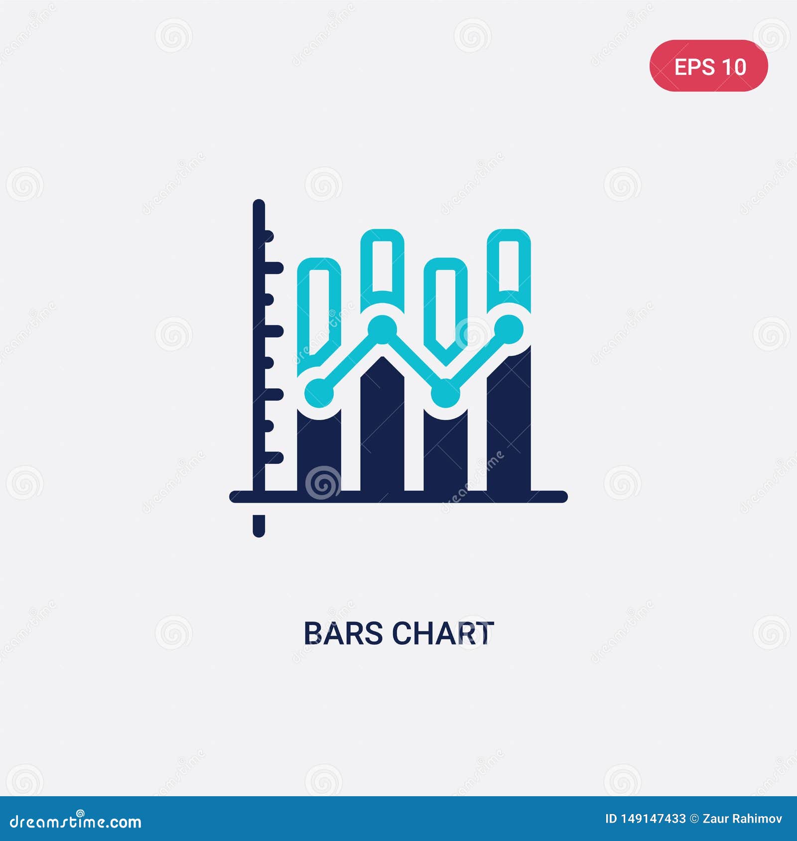 Two Color Bars Chart Vector Icon from Business Concept. Isolated Blue ...