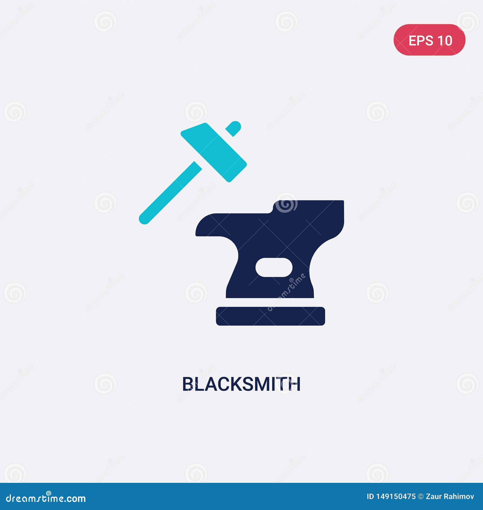 Two Color Blacksmith Vector Icon from Cultures Concept. Isolated Blue ...