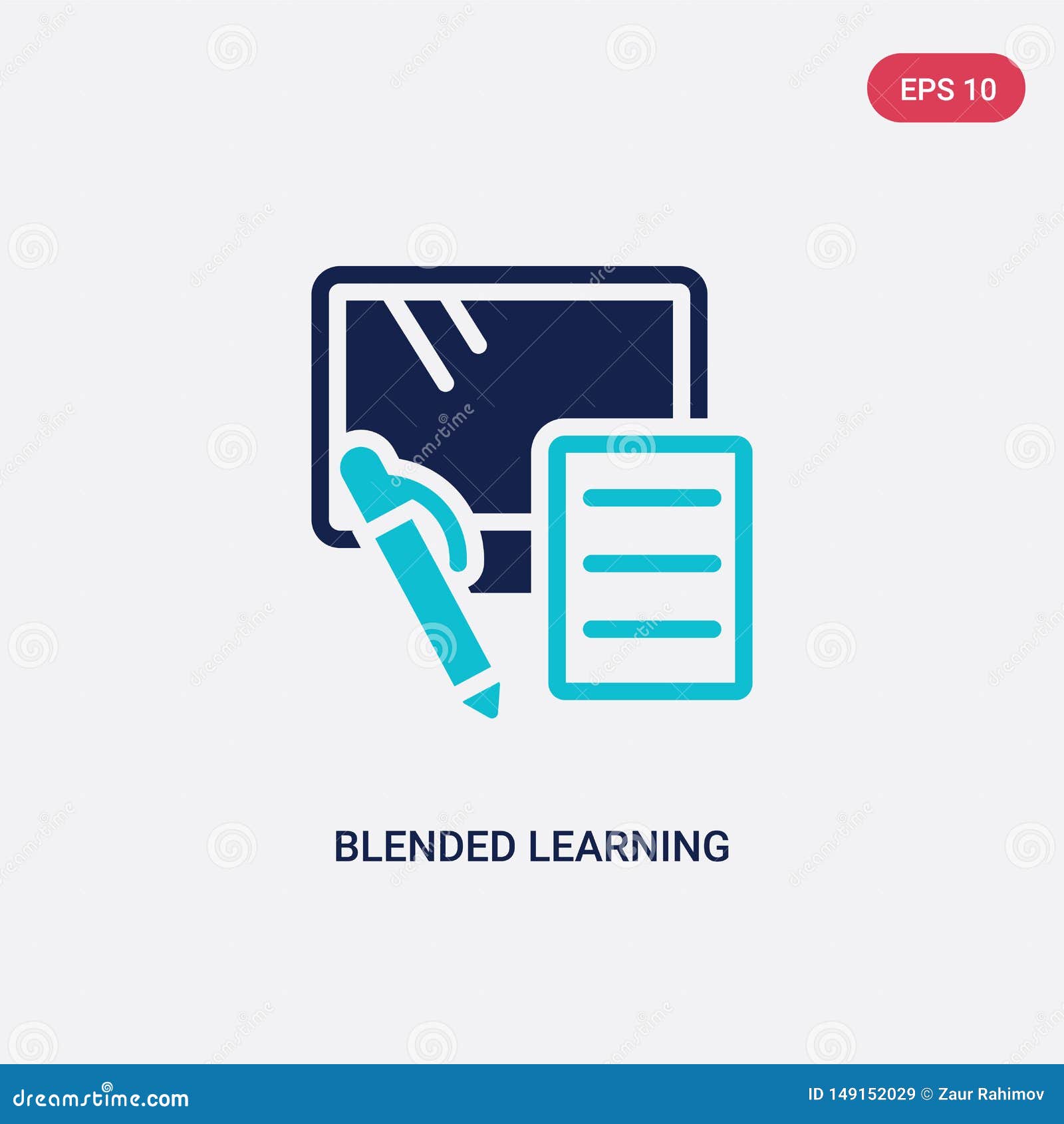 Two Color Blended Learning Vector Icon from E-learning and Education ...