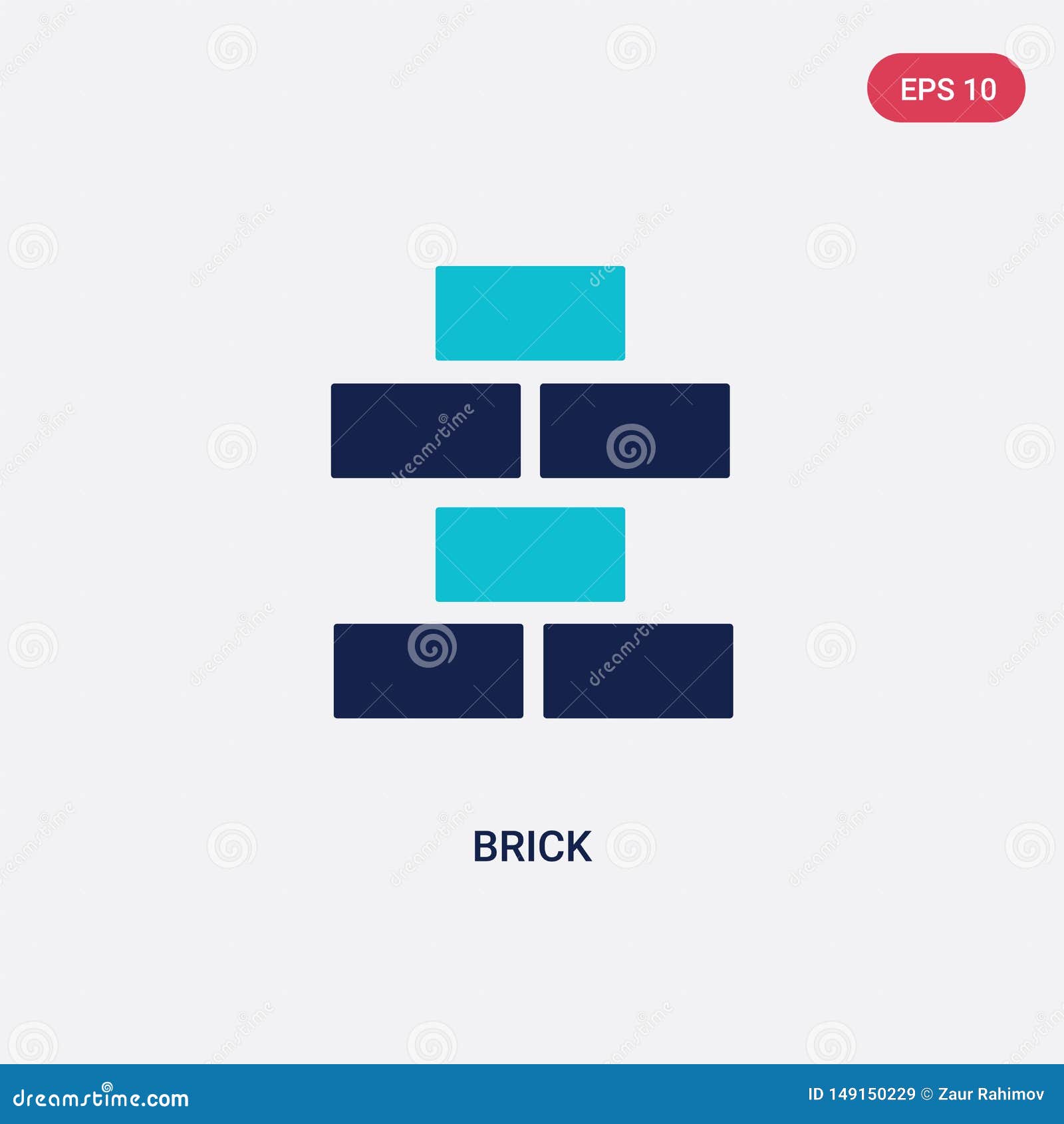 Two Color Brick Vector Icon from Tools Concept. Isolated Blue Brick ...