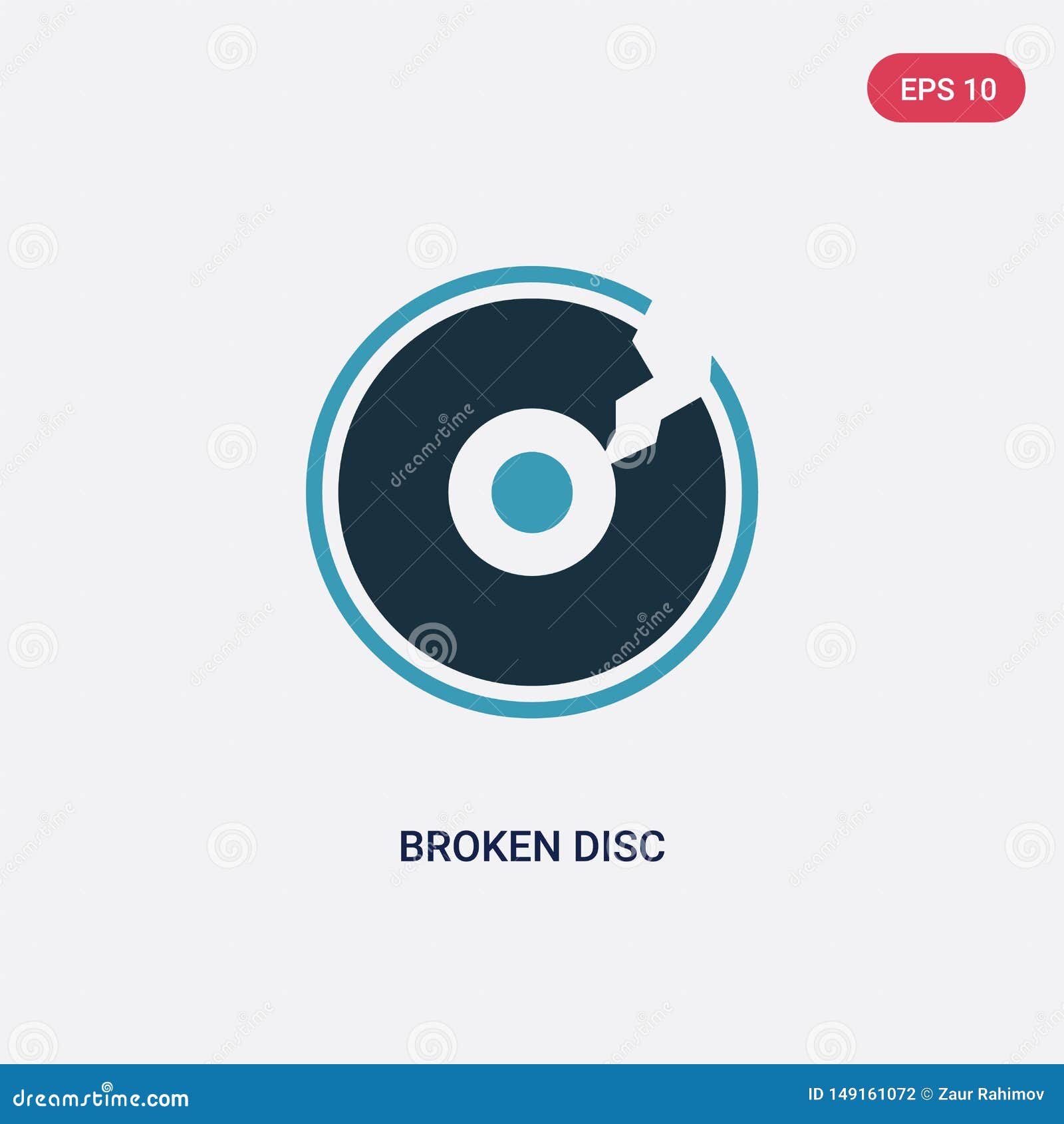Two Color Broken Disc Vector Icon from Multimedia Concept. Isolated ...