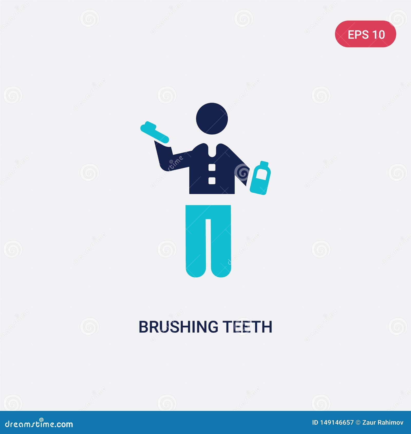 Two Color Brushing Teeth Vector Icon from Behavior Concept. Isolated ...