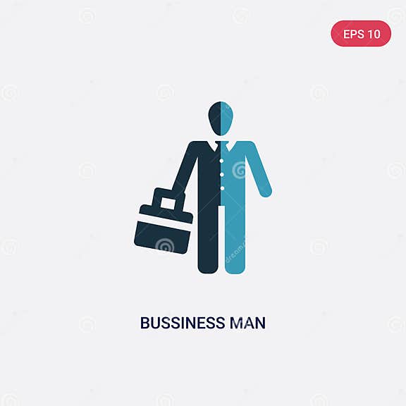 Two Color Bussiness Man Vector Icon From People Concept Isolated Blue