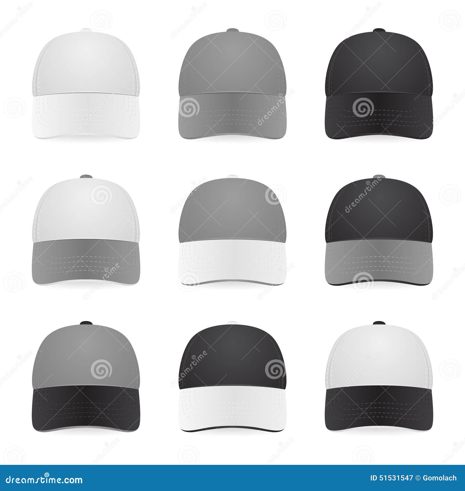 Two-color caps. stock vector. Illustration of casual - 51531547