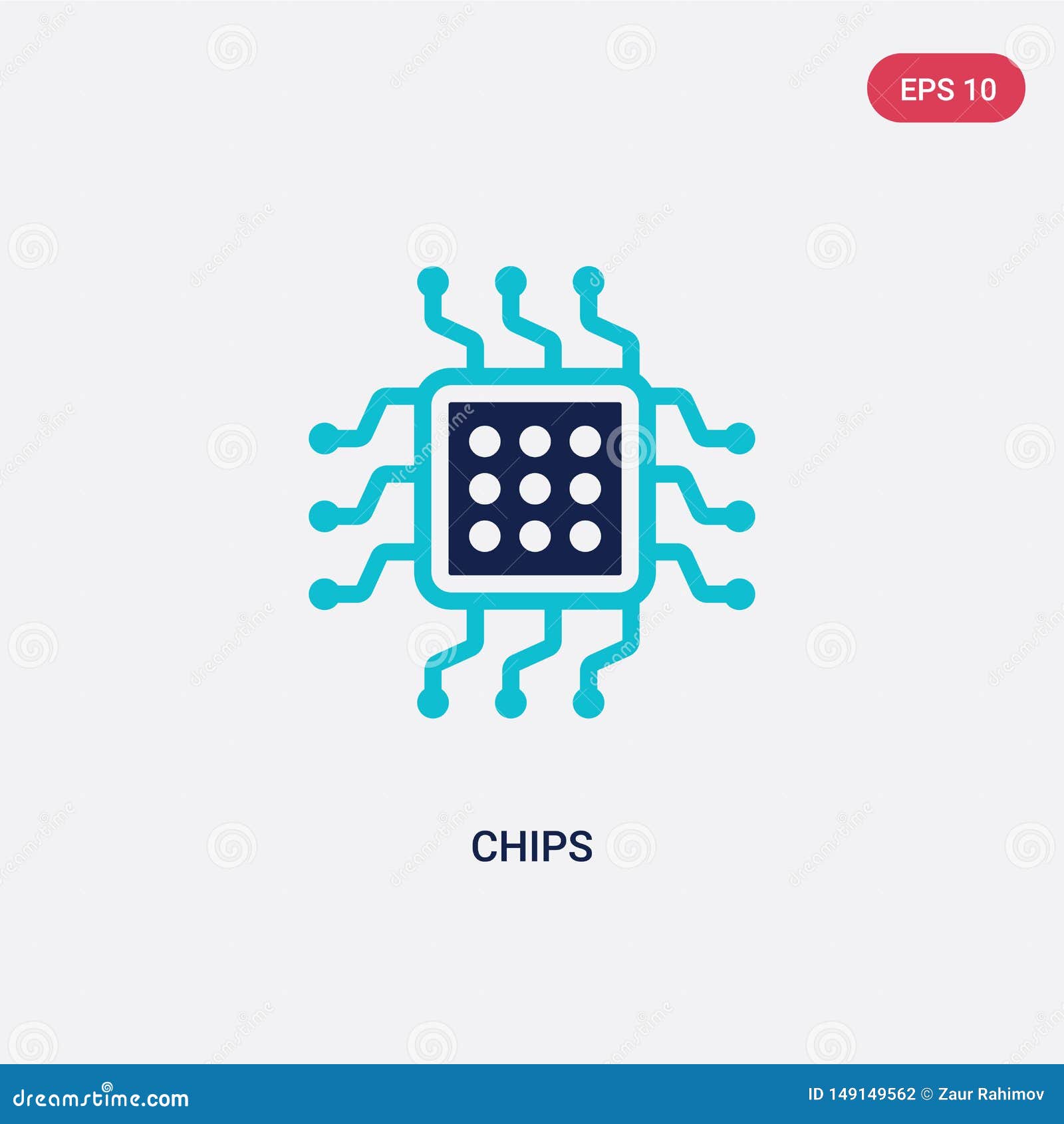 Two Color Chips Vector Icon from Computer Concept. Isolated Blue Chips ...