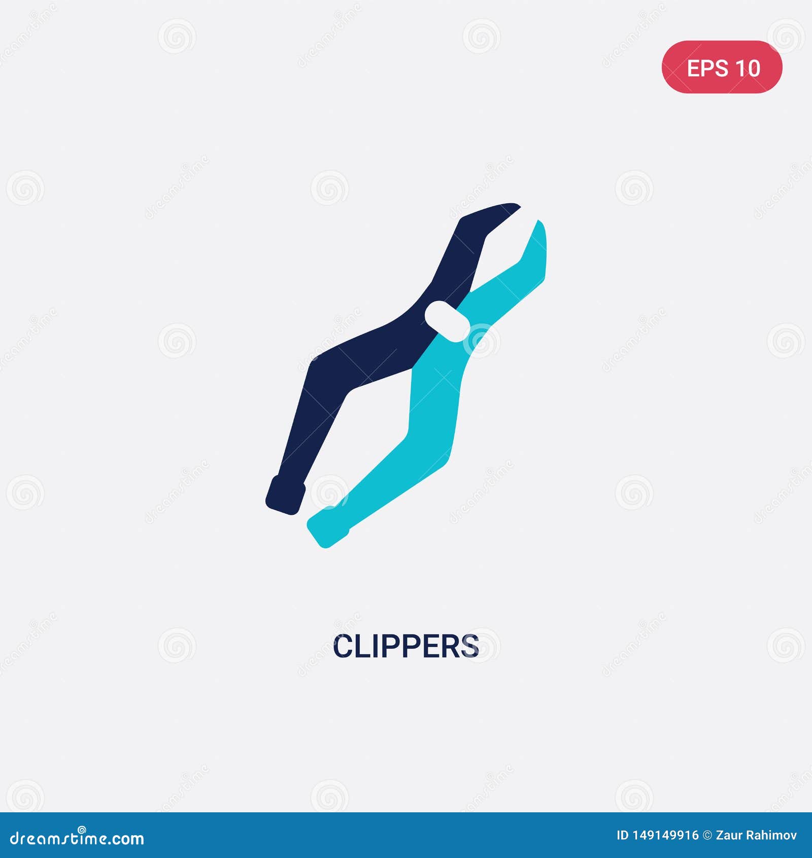 Two Color Clippers Vector Icon from Construction Concept. Isolated Blue ...