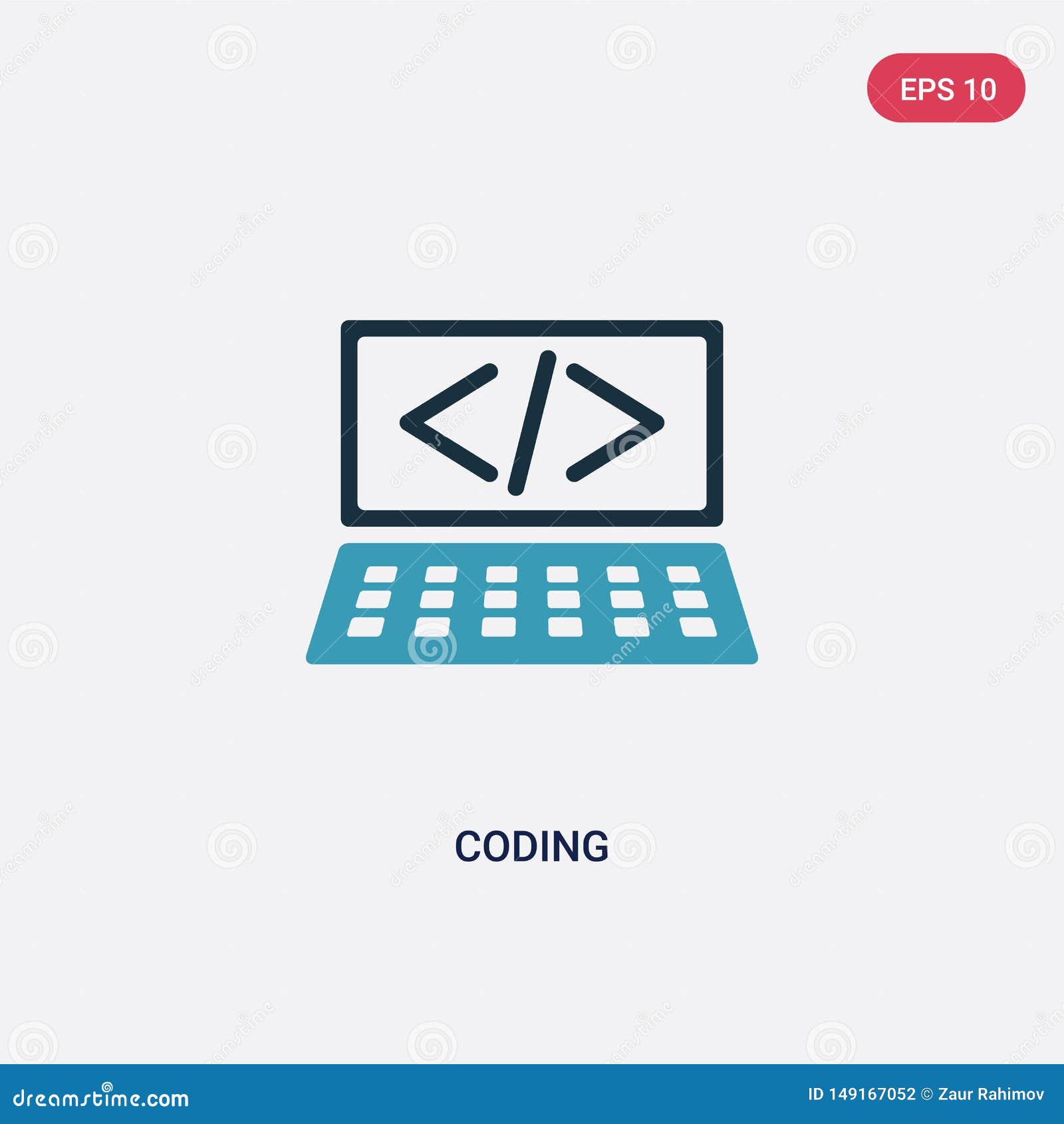 Two Color Coding Vector Icon from Strategy Concept. Isolated Blue ...