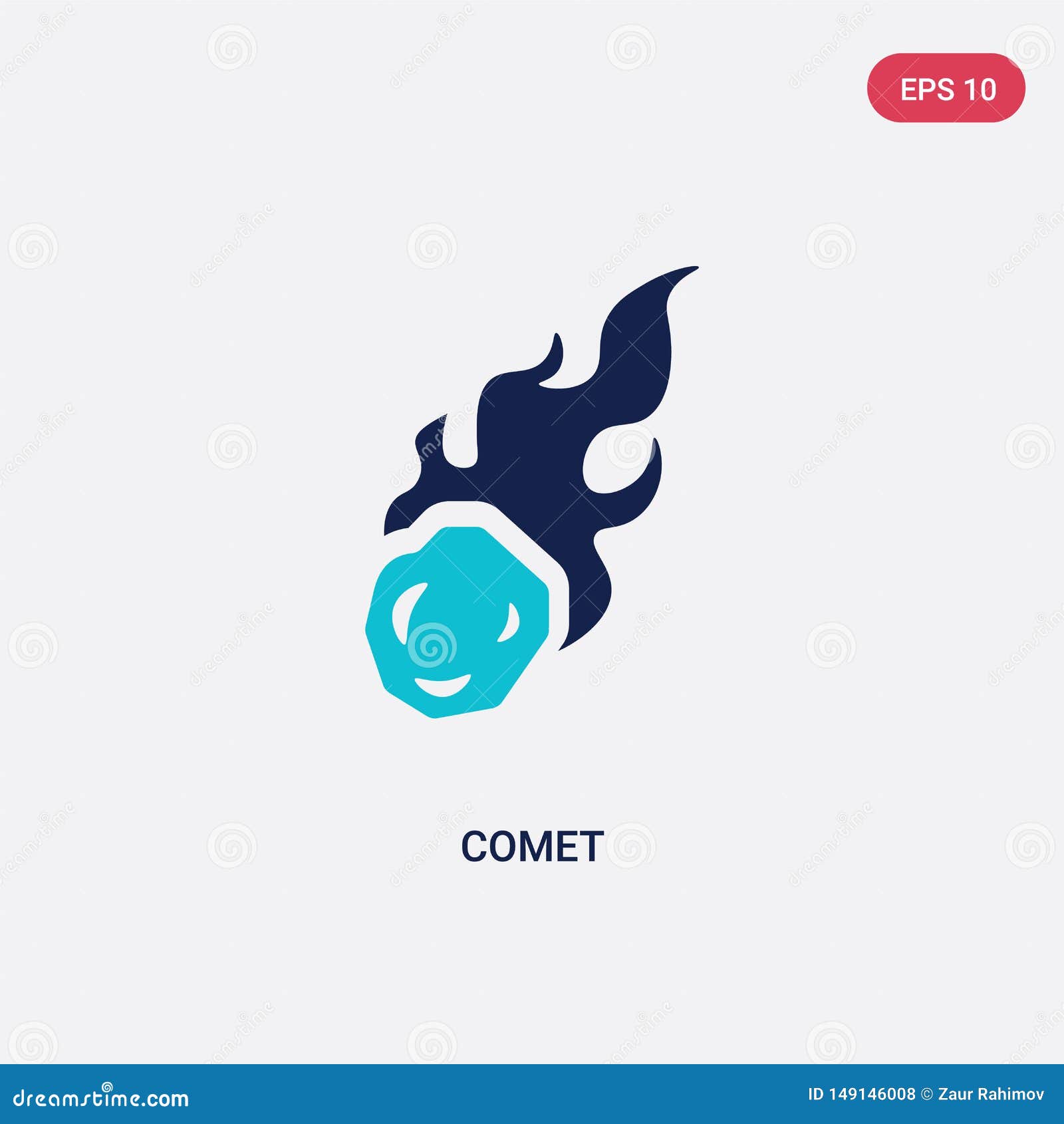 Two Color Comet Vector Icon from Astronomy Concept. Isolated Blue Comet ...