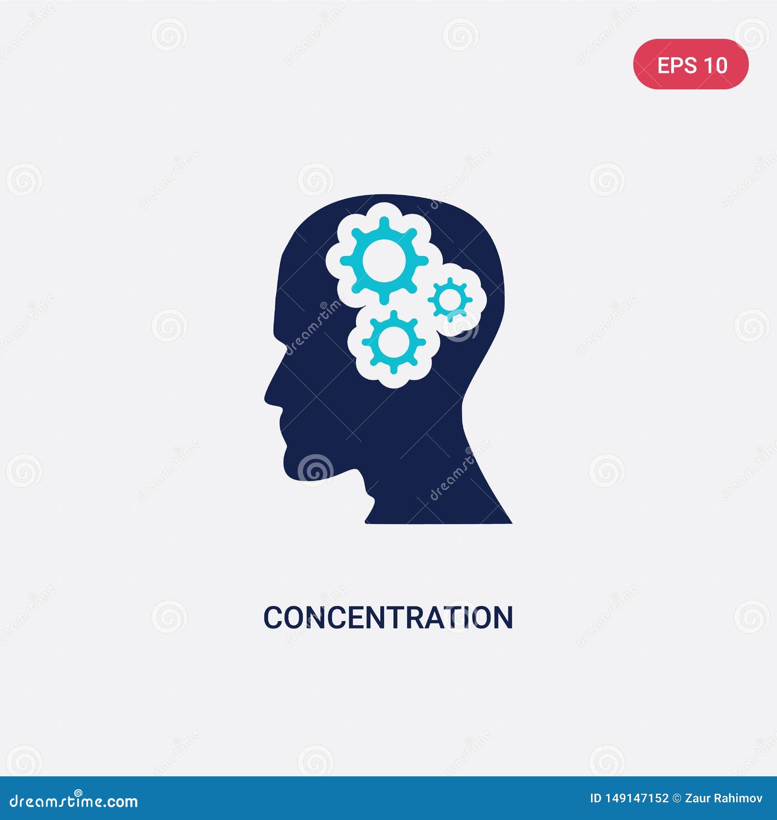 Two Color Concentration Vector Icon from Brain Process Concept ...