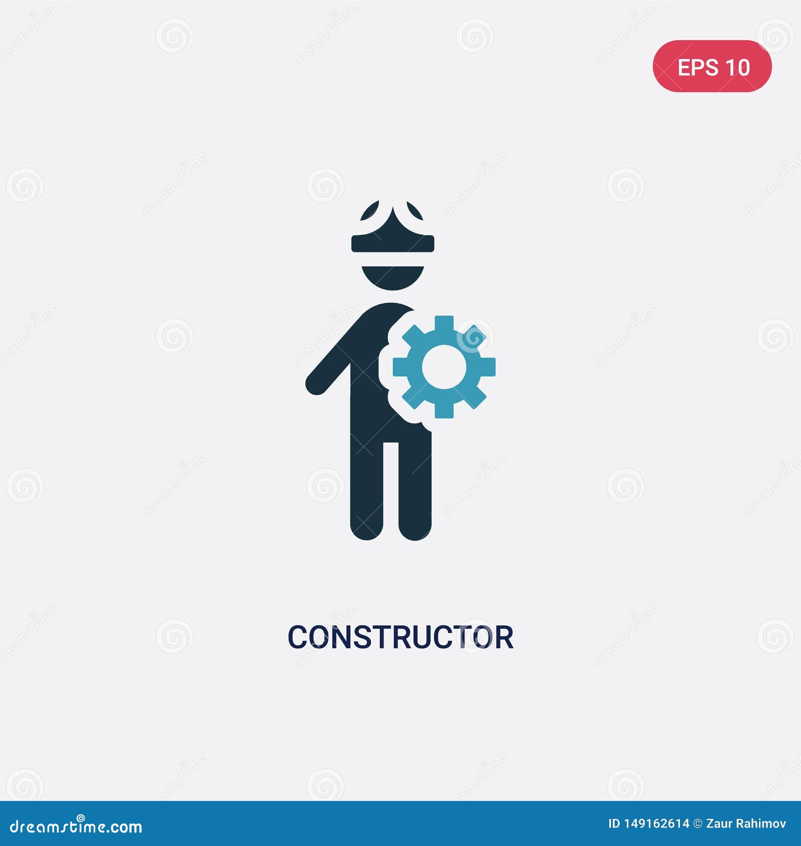 Two Color Constructor Vector Icon from People Concept. Isolated Blue Constructor Vector Sign ...