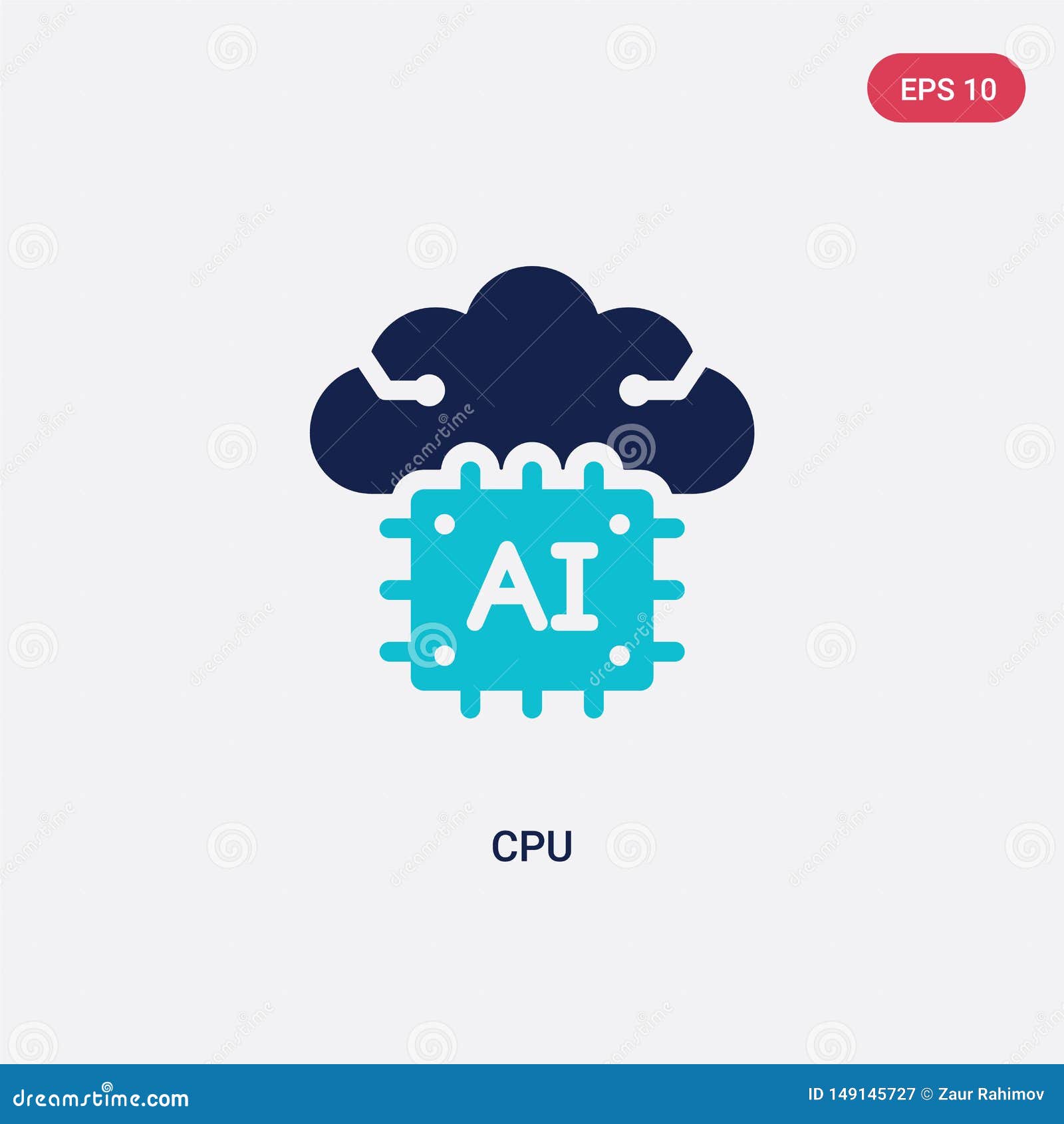 Two Color Cpu Vector Icon from Artificial Intelligence Concept ...