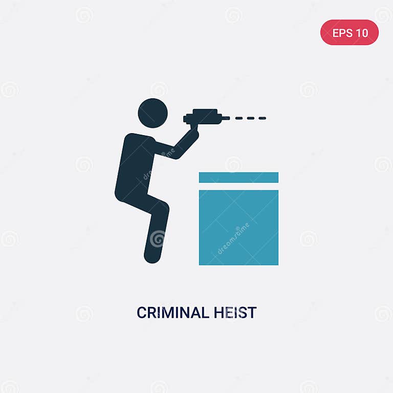 Two Color Criminal Heist Vector Icon From People Concept Isolated Blue