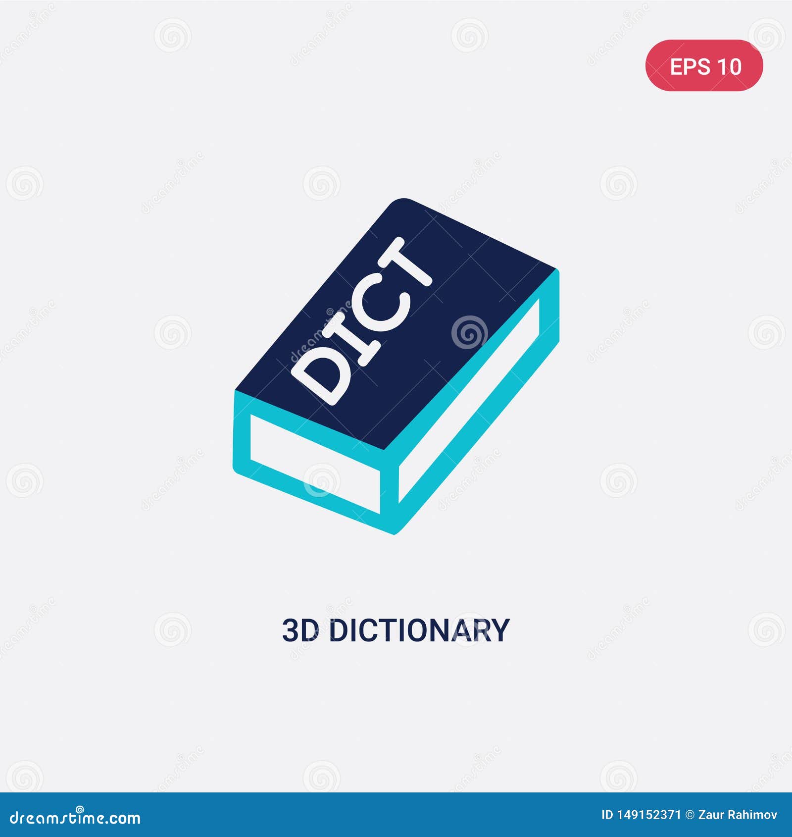 Two Color 3d Dictionary Vector Icon from Education Concept. Isolated ...