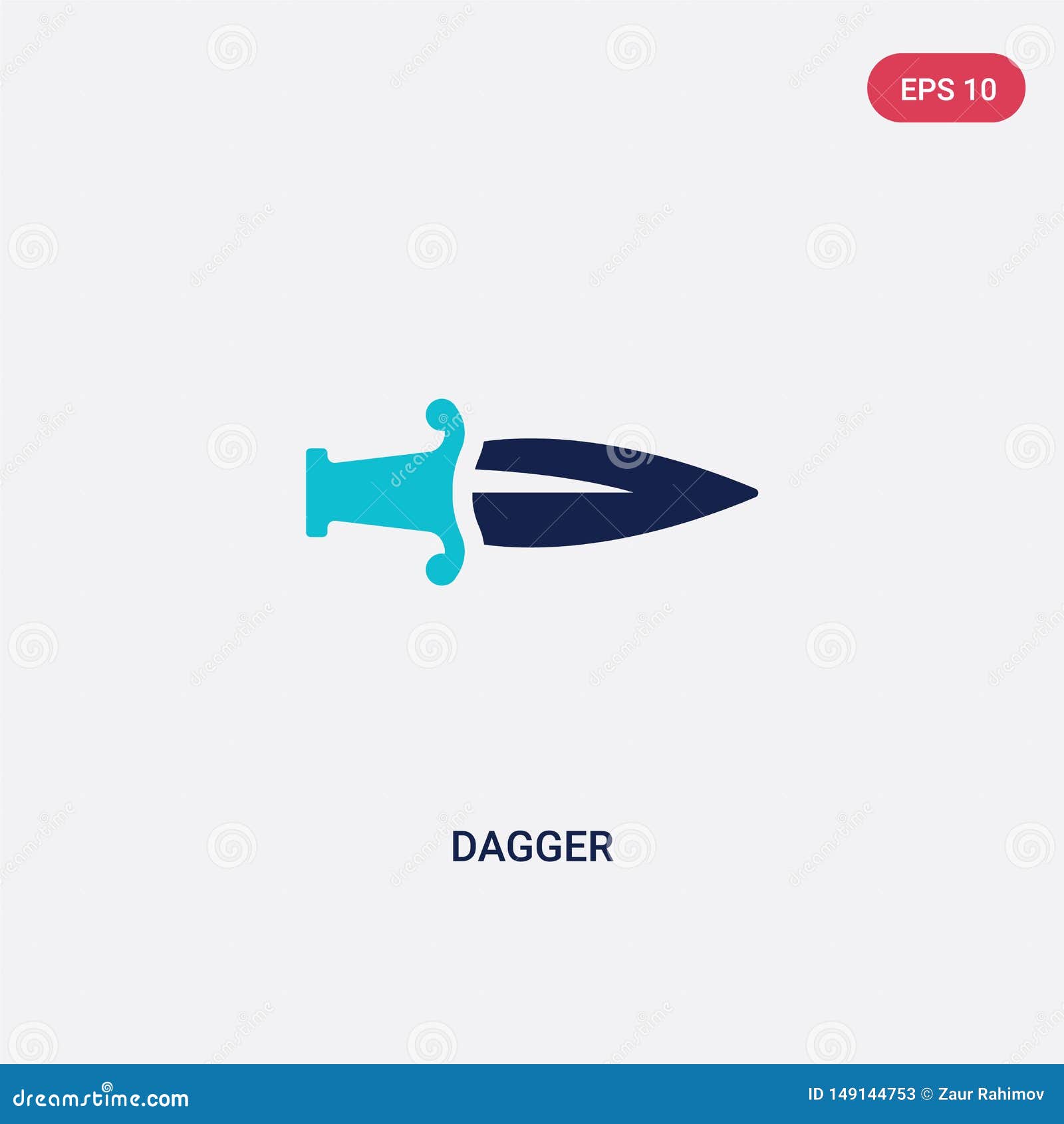Two Color Dagger Vector Icon from Army Concept. Isolated Blue Dagger ...