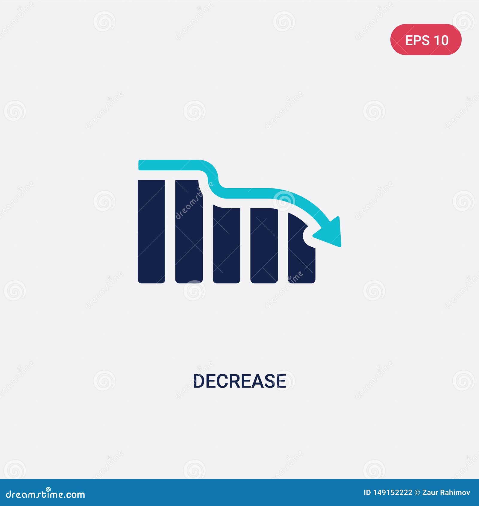 Two Color Decrease Vector Icon from E-commerce and Payment Concept. Isolated Blue Decrease ...