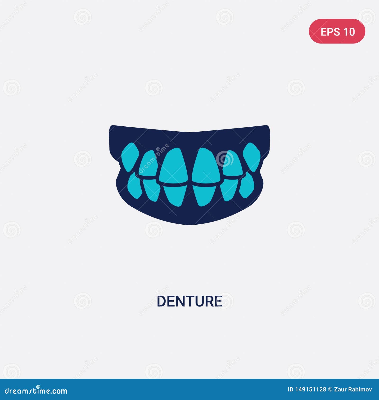Two Color Denture Vector Icon from Dentist Concept. Isolated Blue ...