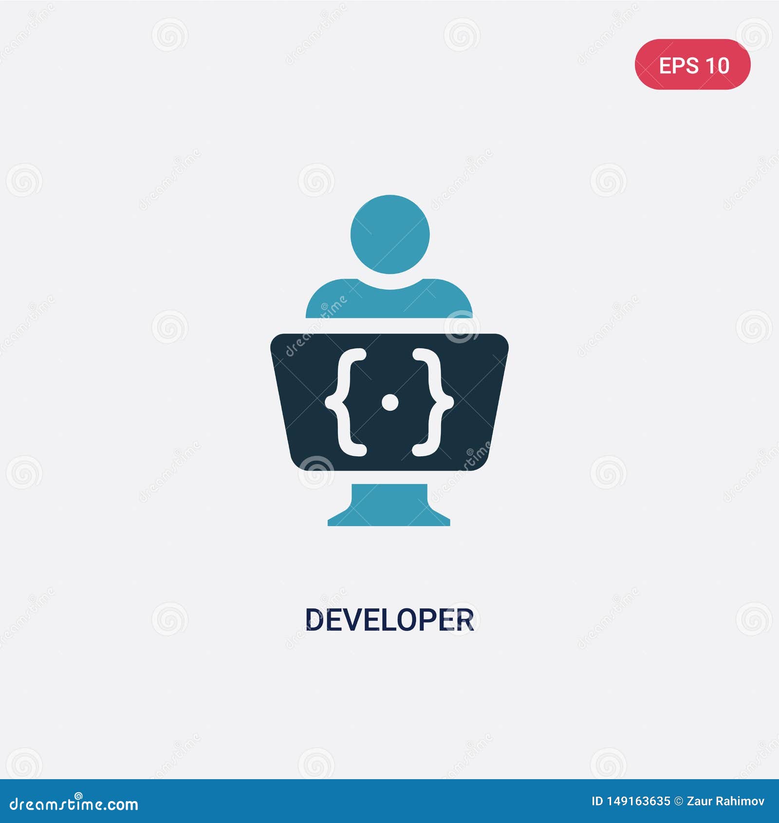 Two Color Developer Vector Icon From Programming Concept Isolated Blue Developer Vector Sign