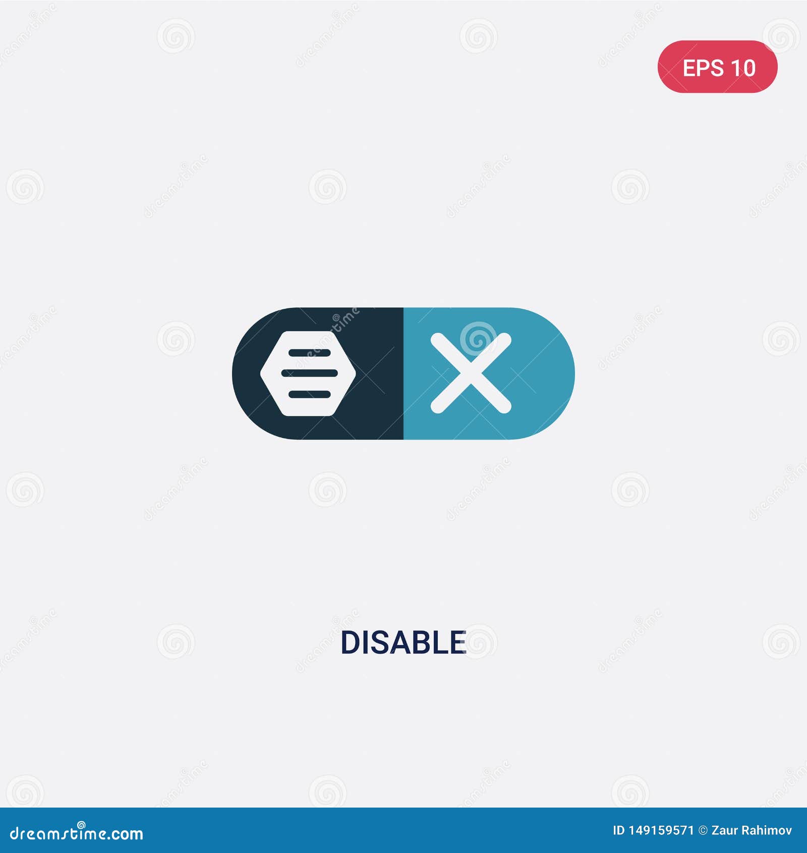 Two Color Disable Vector Icon from Interface Concept. Isolated Blue ...
