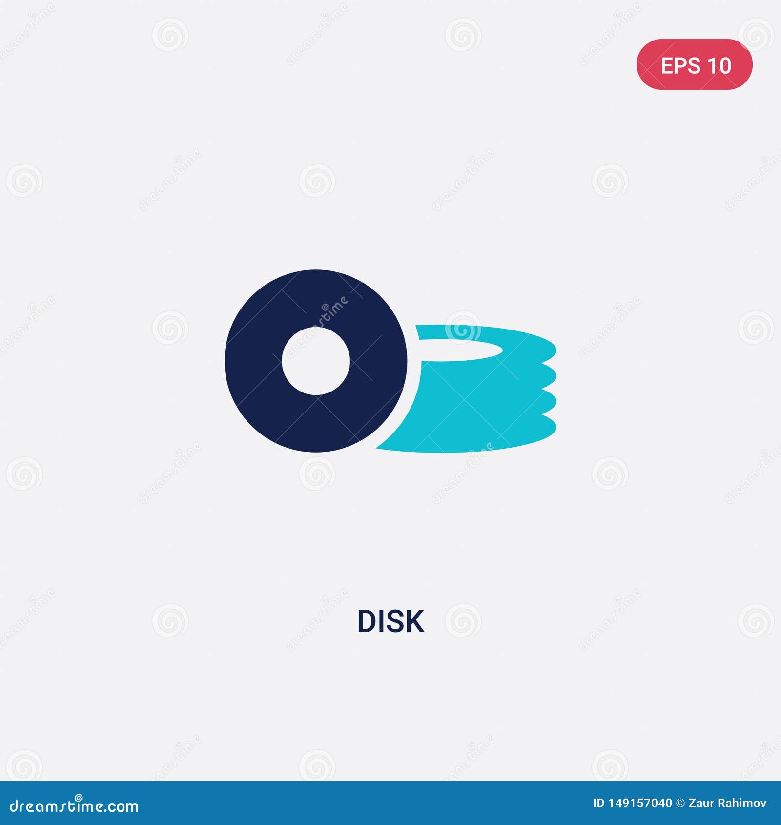 Two Color Disk Vector Icon from Geometry Concept. Isolated Blue Disk ...