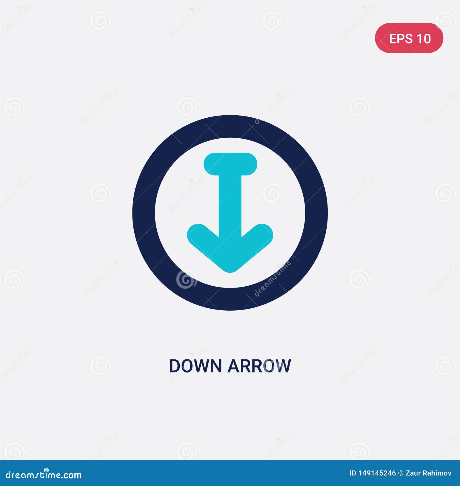 Two Color Down Arrow Vector Icon from Arrows 2 Concept. Isolated Blue ...