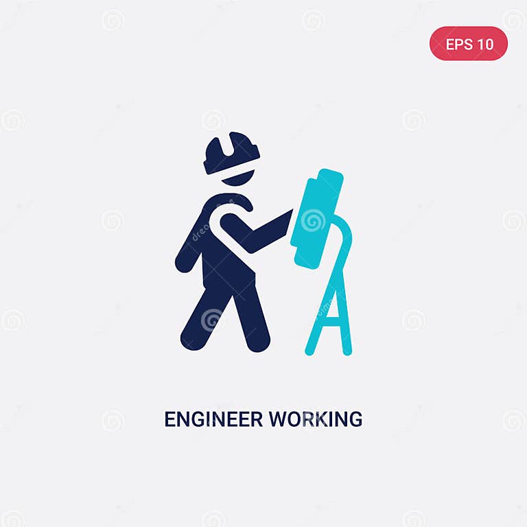 Two Color Engineer Working Vector Icon from Behavior Concept. Isolated ...