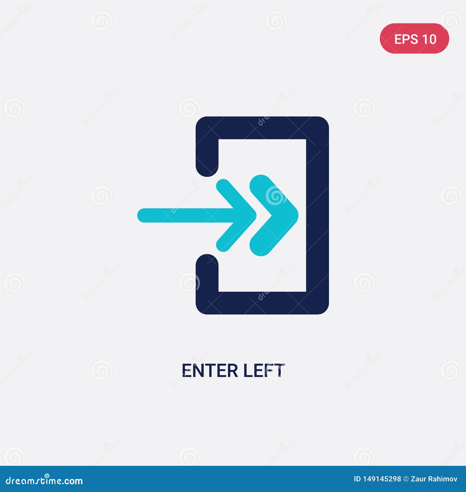 Two Color Enter Left Vector Icon from Arrows Concept. Isolated Blue ...