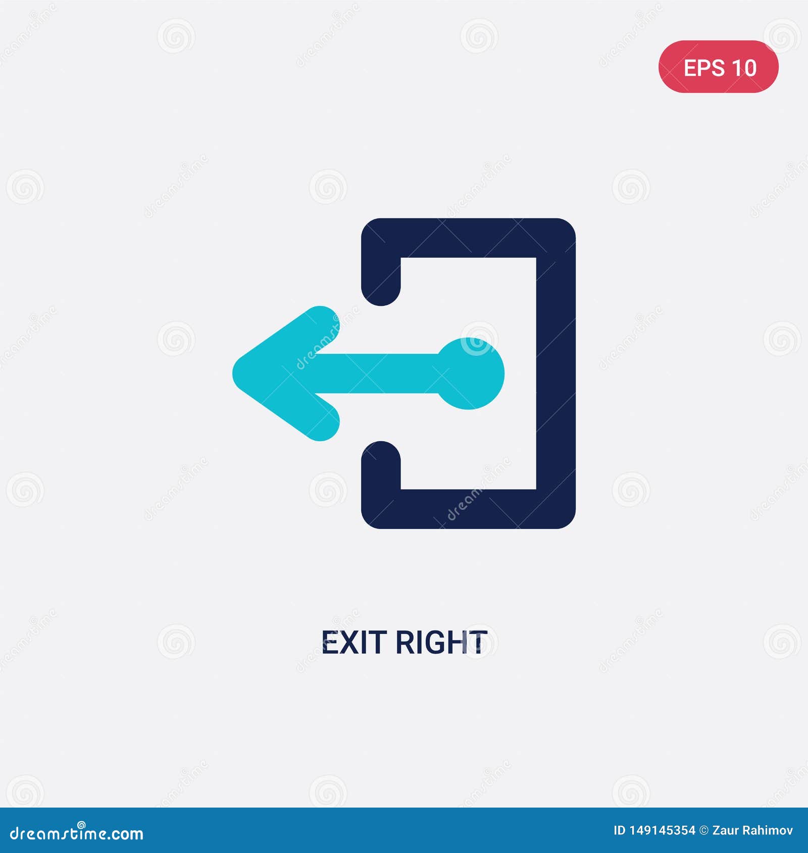 Two Color Exit Right Vector Icon from Arrows Concept. Isolated Blue ...