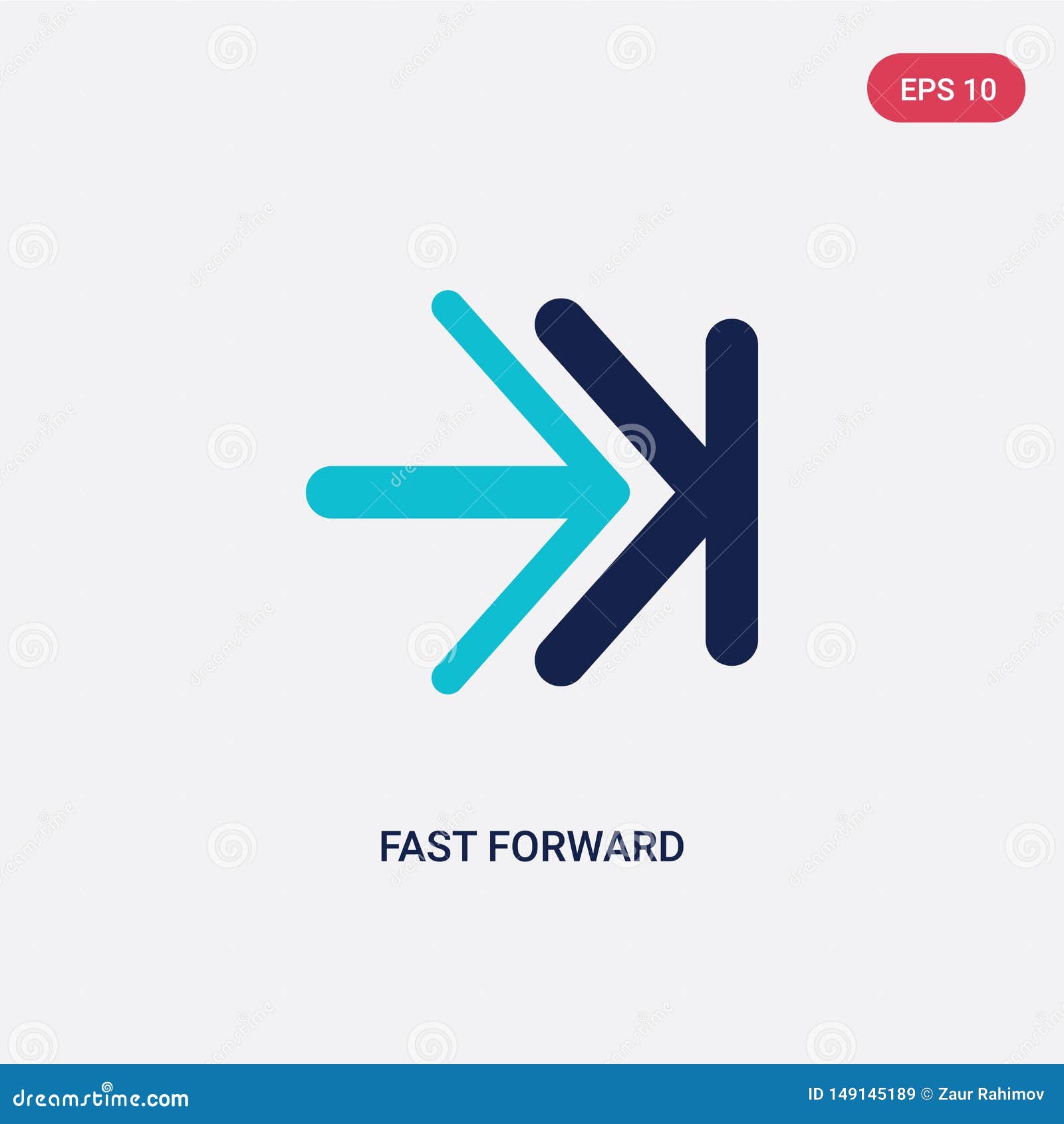 Two Color Fast Forward Vector Icon from Arrows 2 Concept. Isolated Blue ...