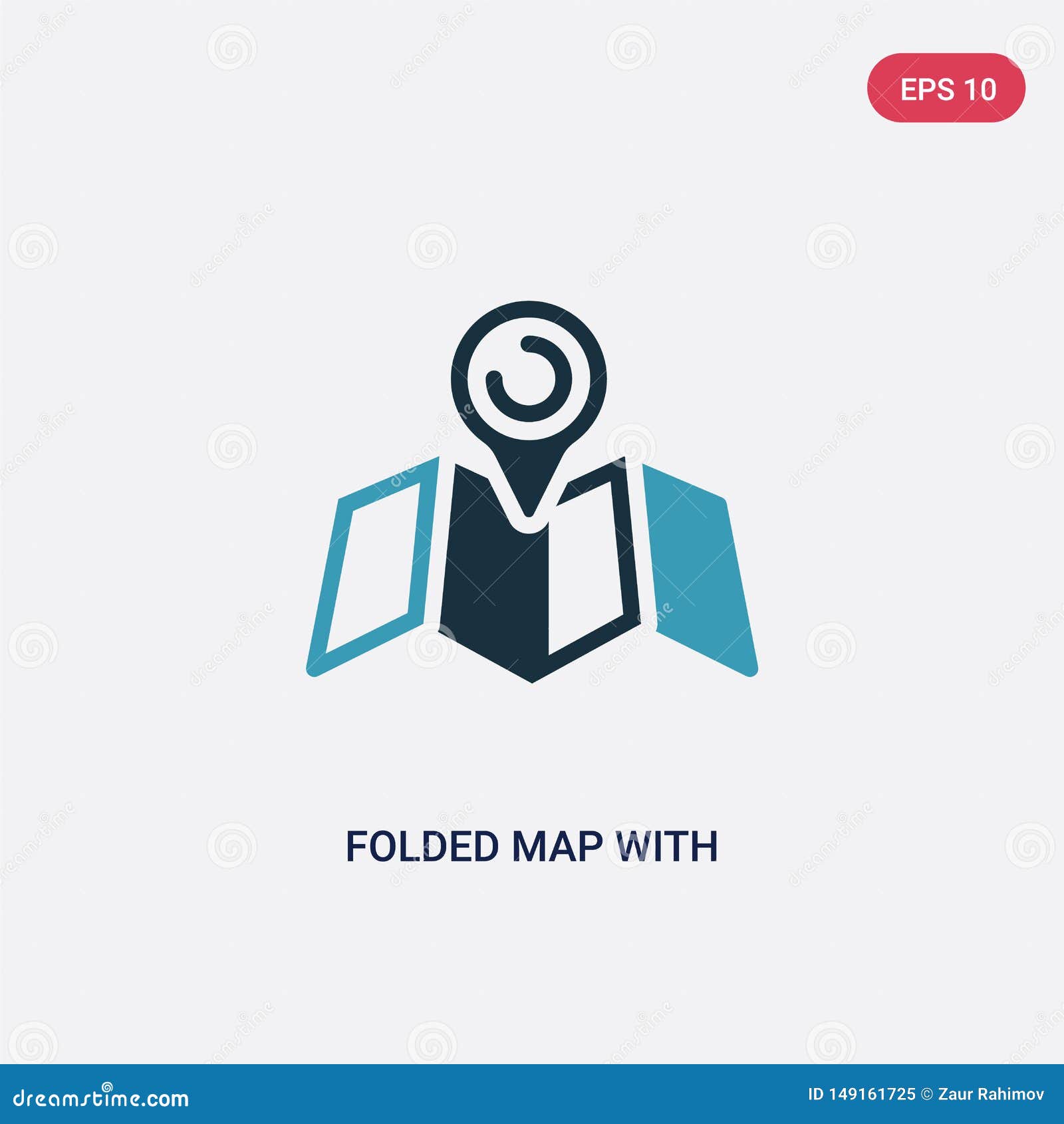Two Color Folded Map with Placeholder Vector Icon from Nautical Concept ...