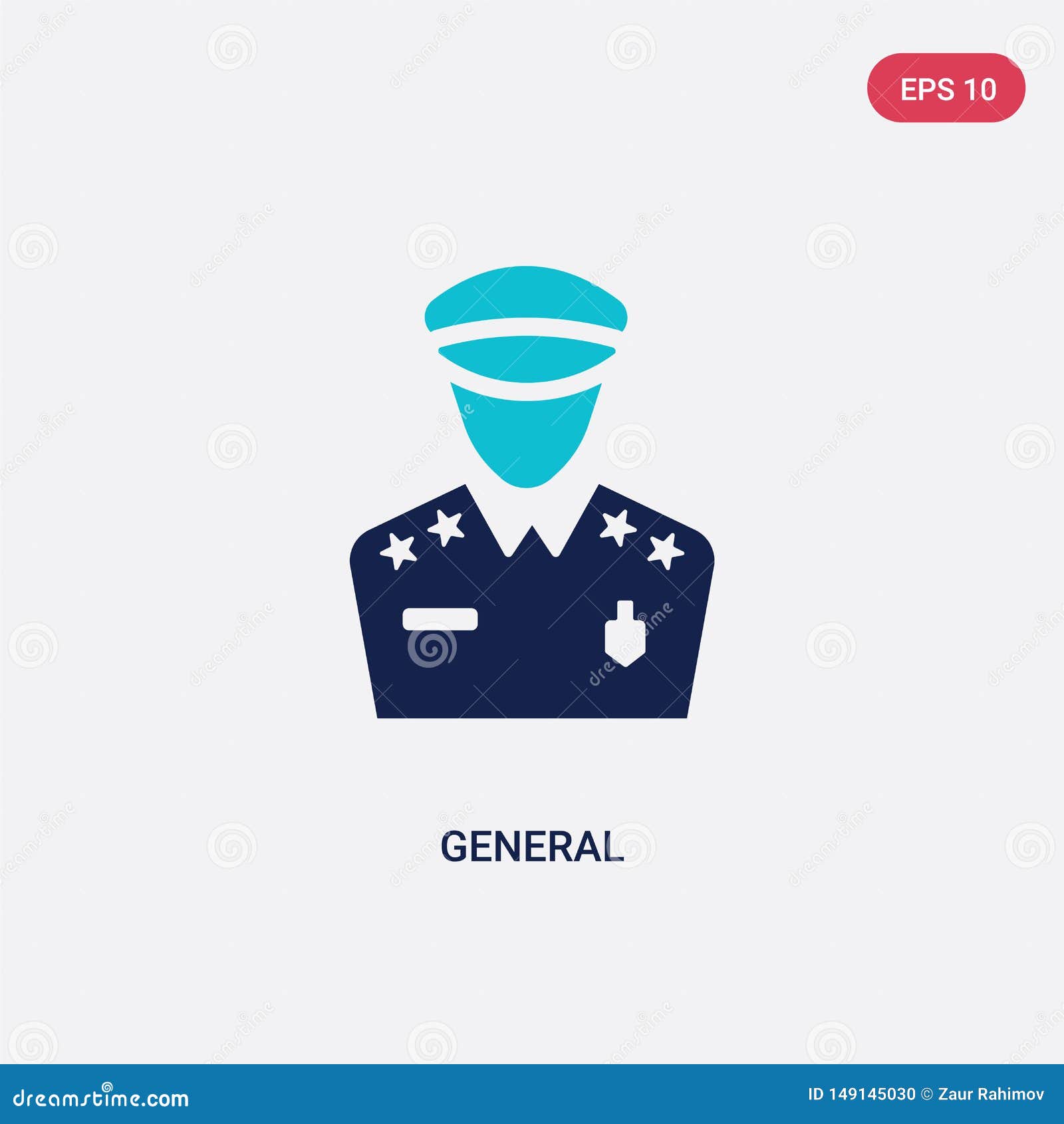Two Color General Vector Icon from Army and War Concept. Isolated Blue ...