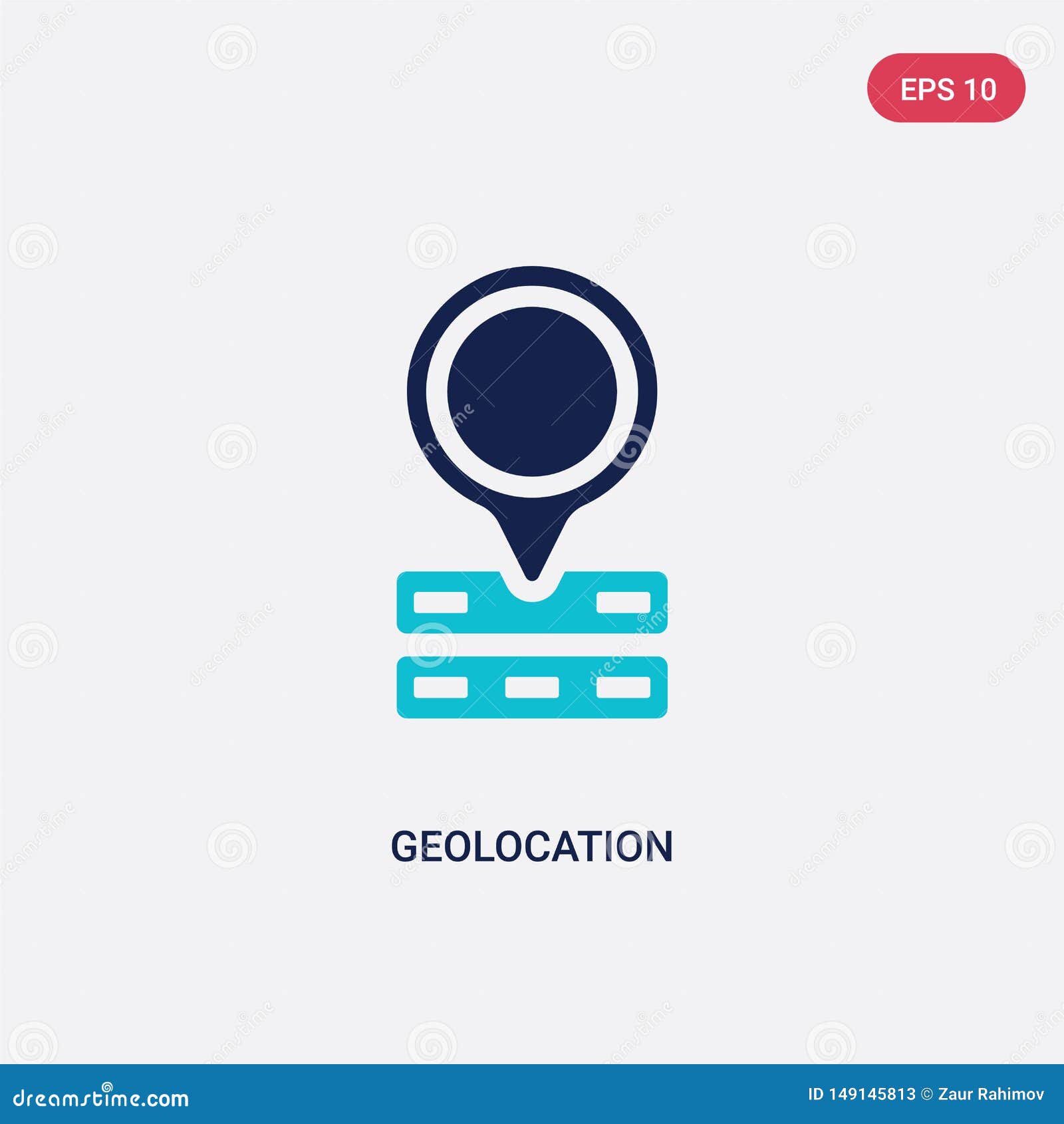 Two Color Geolocation Vector Icon from Big Data Concept. Isolated Blue ...